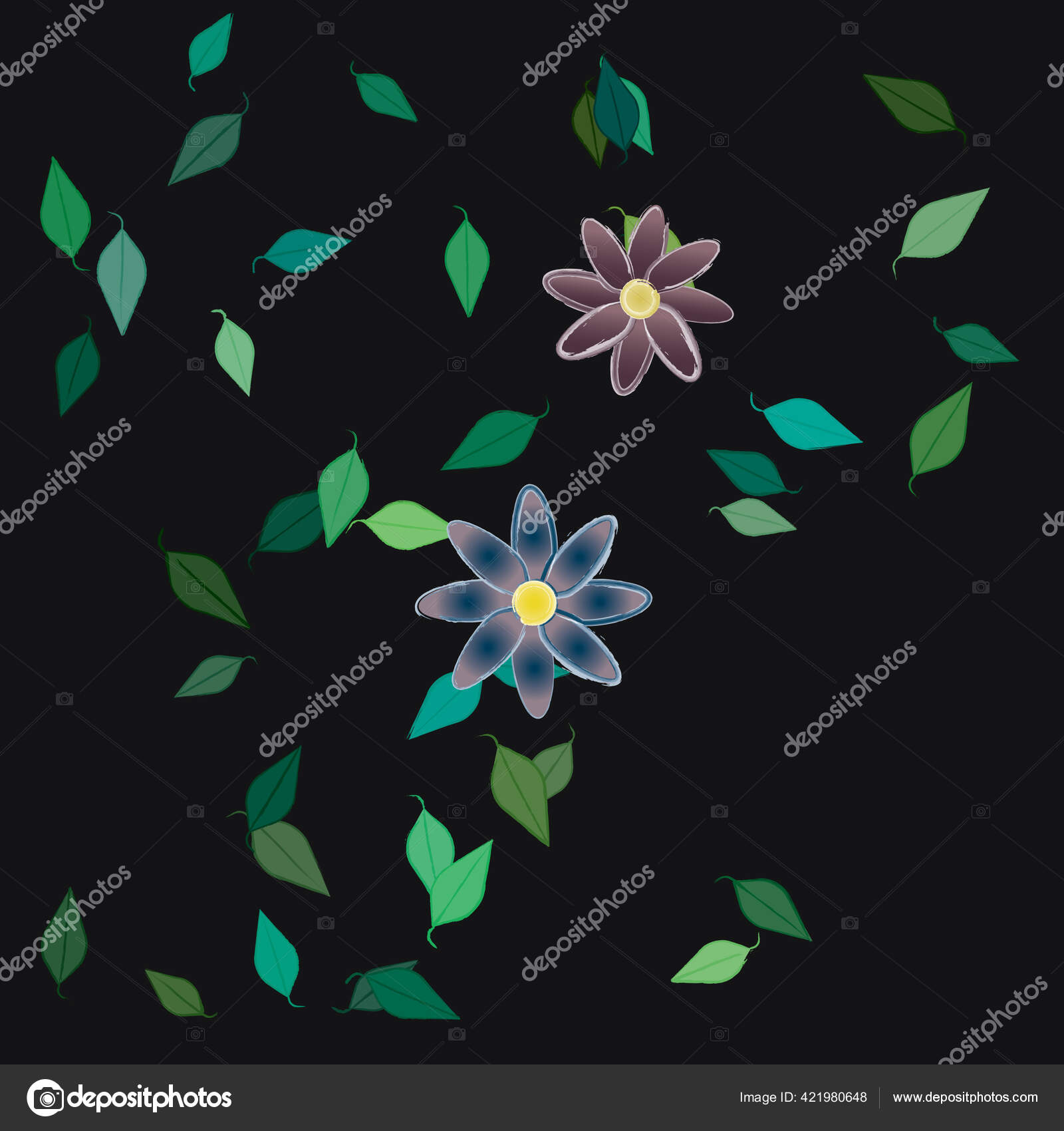 Flowers Bloom Wallpaper Vector Illustration Beautiful Botanical ...