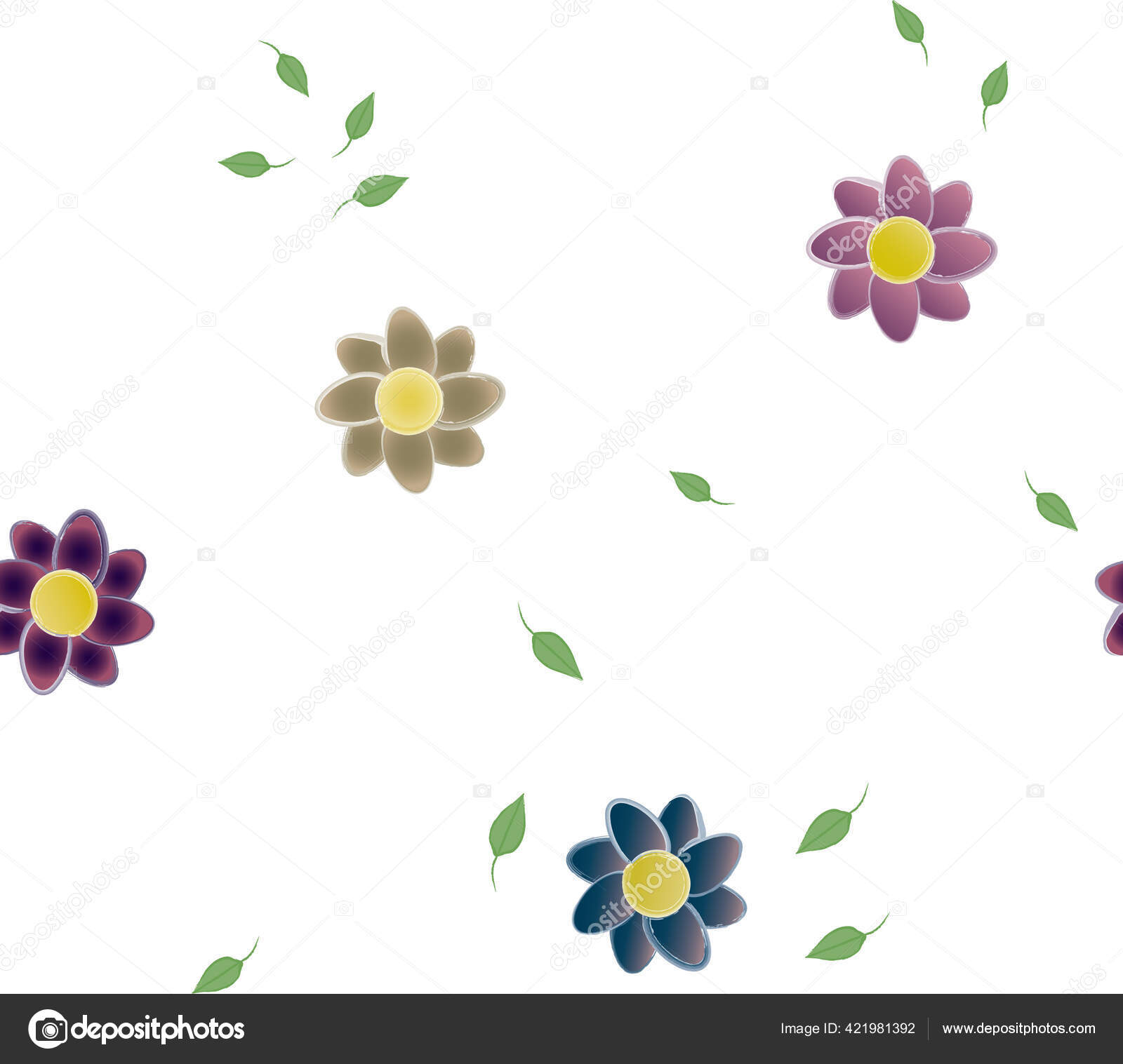 Flowers Bloom Wallpaper Vector Illustration Beautiful Botanical ...