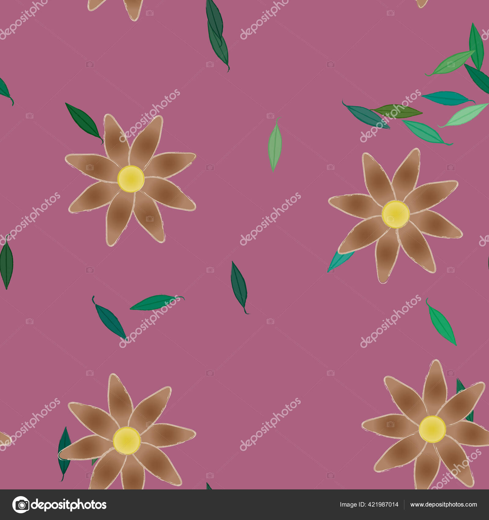 Flowers Bloom Wallpaper Vector Illustration Beautiful Botanical ...