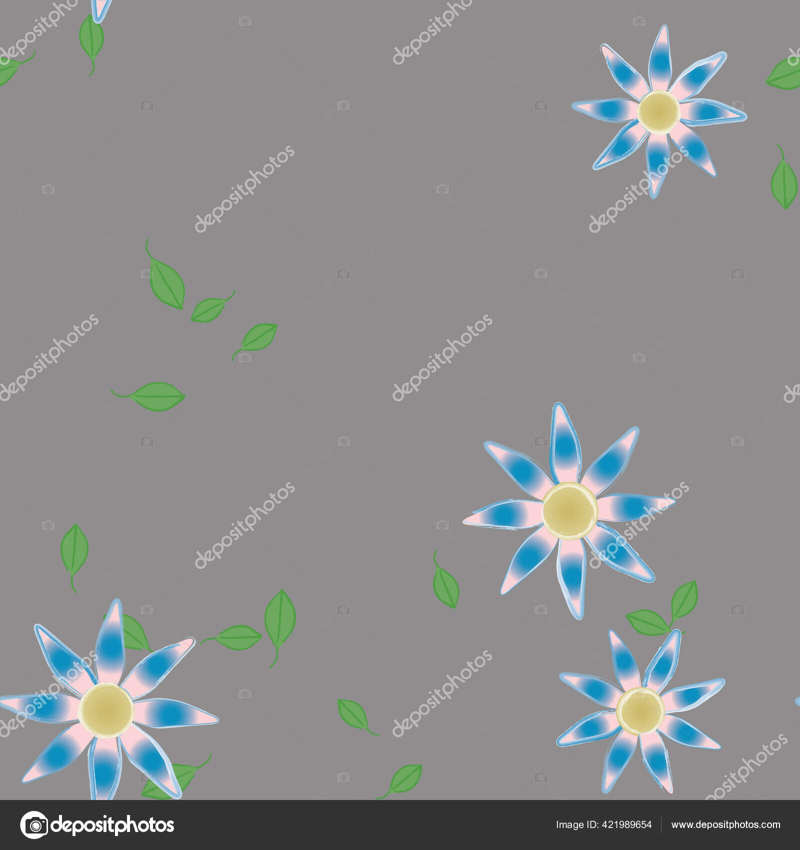 Flowers Bloom Wallpaper Vector Illustration Beautiful Botanical ...