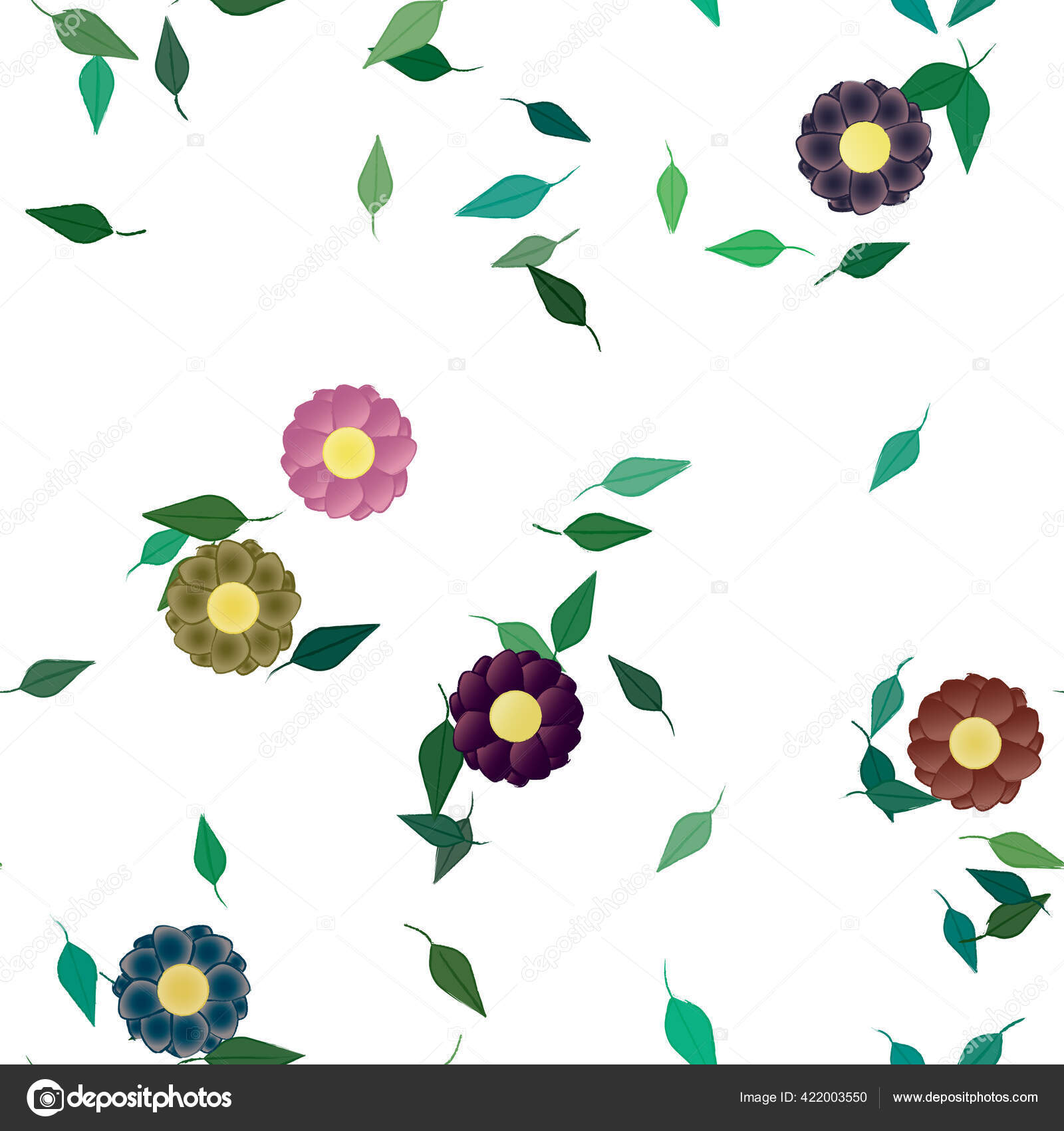 Flowers Bloom Wallpaper Vector Illustration Beautiful Botanical ...
