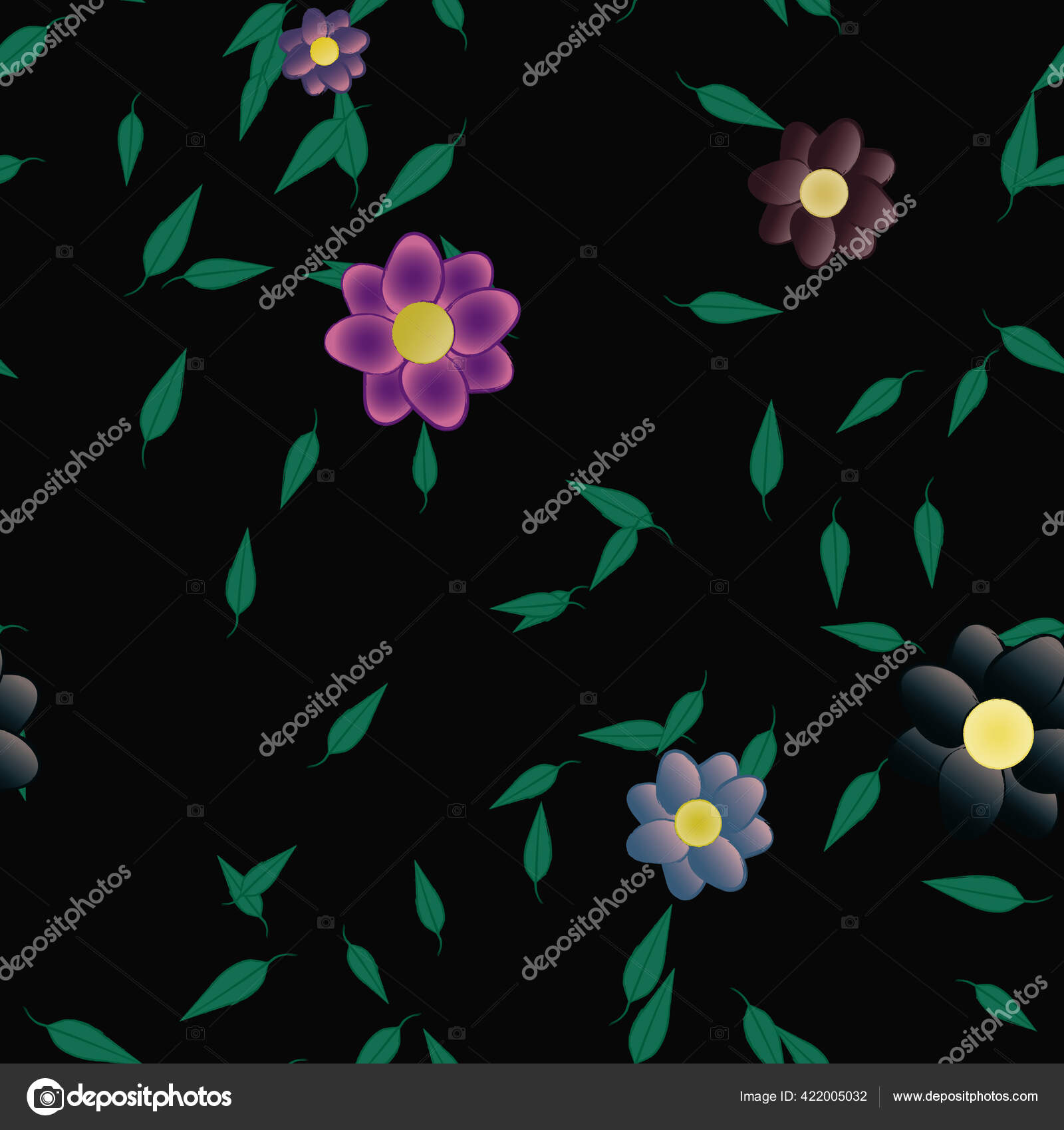Flowers Bloom Wallpaper Vector Illustration Beautiful Botanical ...