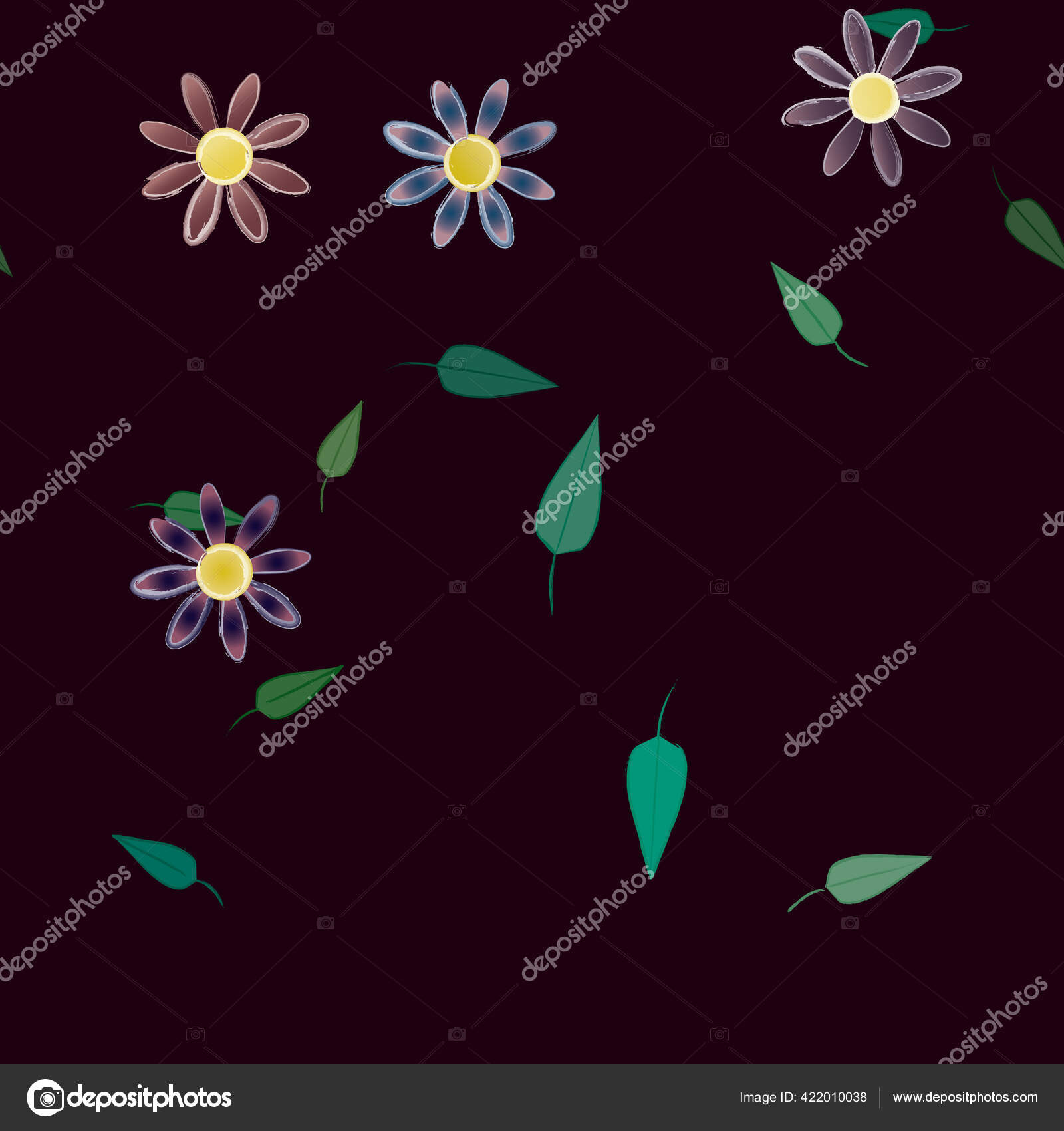 Blossom Foliage Flowers Bloom Wallpaper Vector Illustration Stock ...