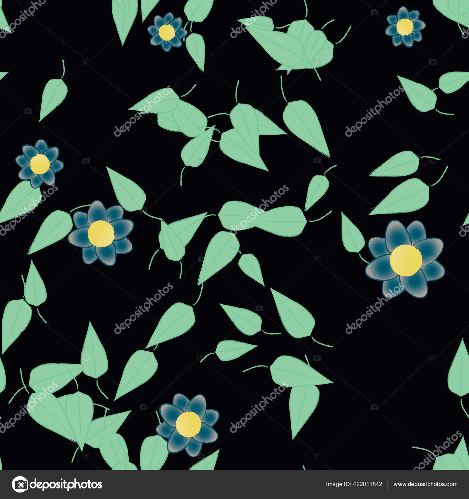 Flowers Bloom Wallpaper Vector Illustration Beautiful Botanical ...