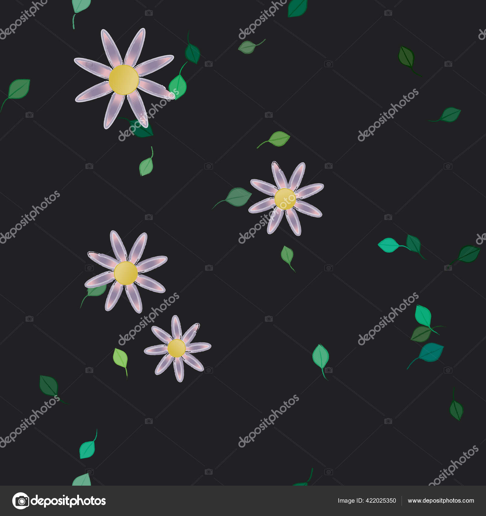 Seamless Flowers Bloom Wallpaper Vector Illustration Beautiful ...