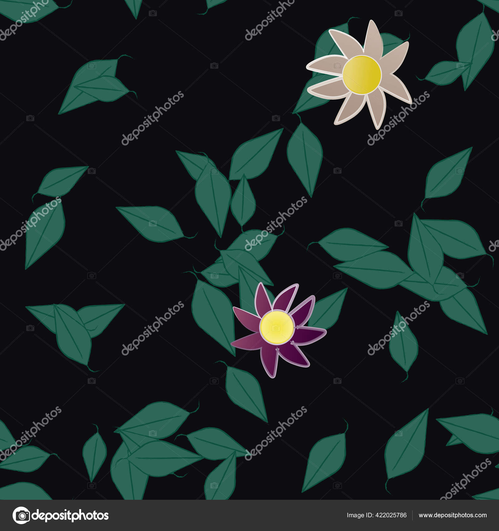 Blossom Foliage Flowers Bloom Wallpaper Vector Illustration Stock ...