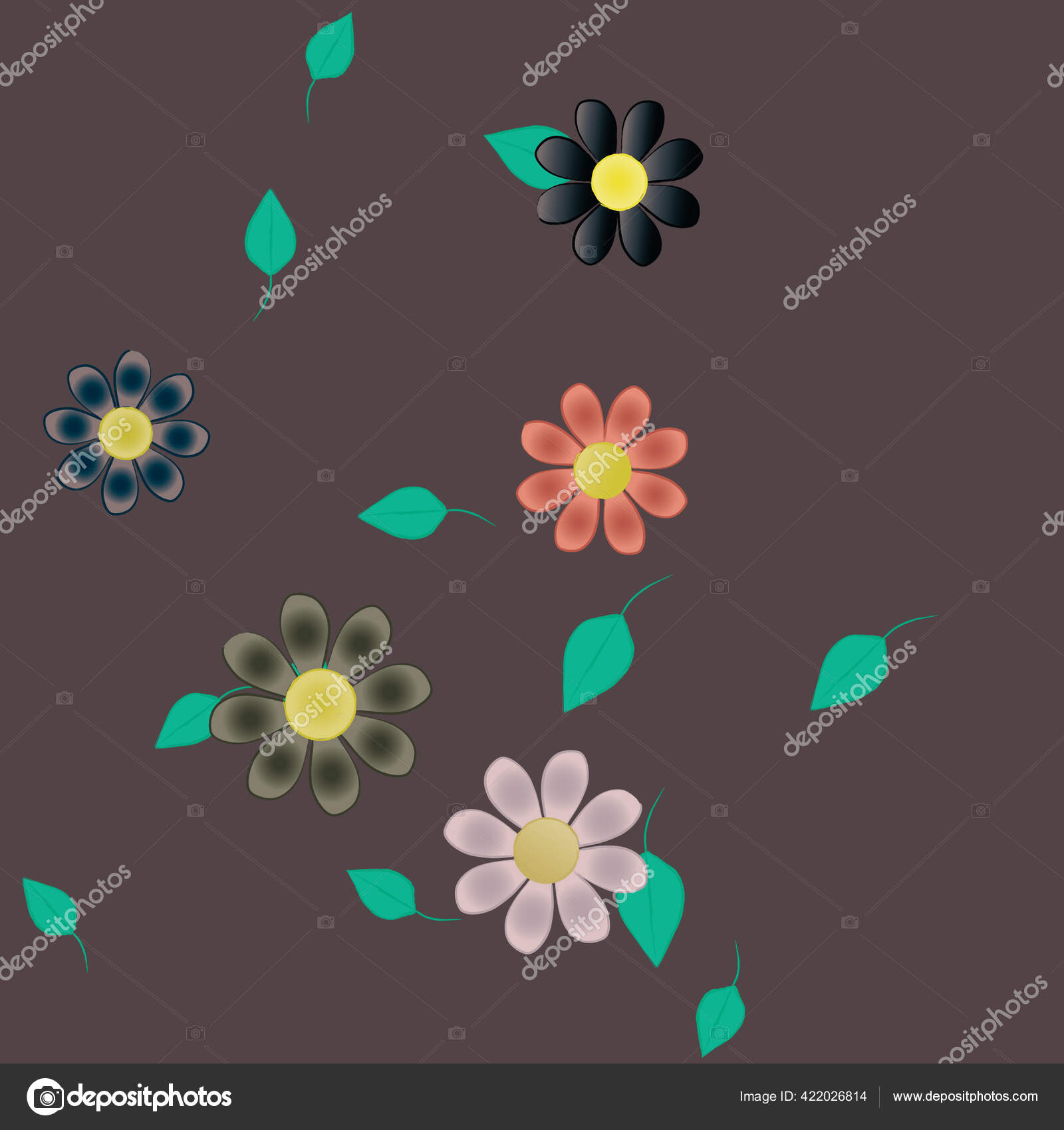 Flowers Bloom Wallpaper Vector Illustration Beautiful Botanical ...