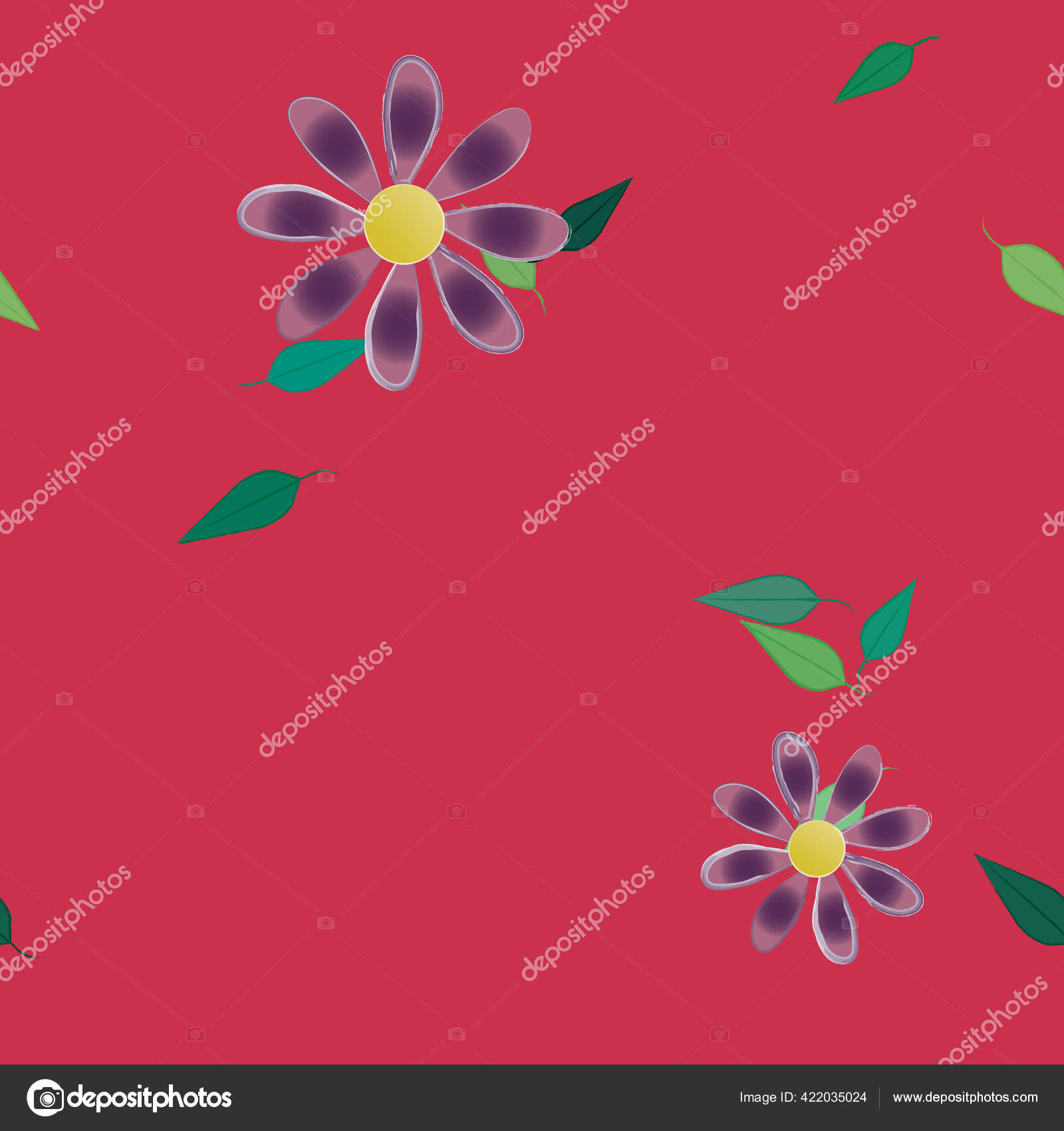 Vector Seamless Pattern Flowers Leaves Stock Vector by ...