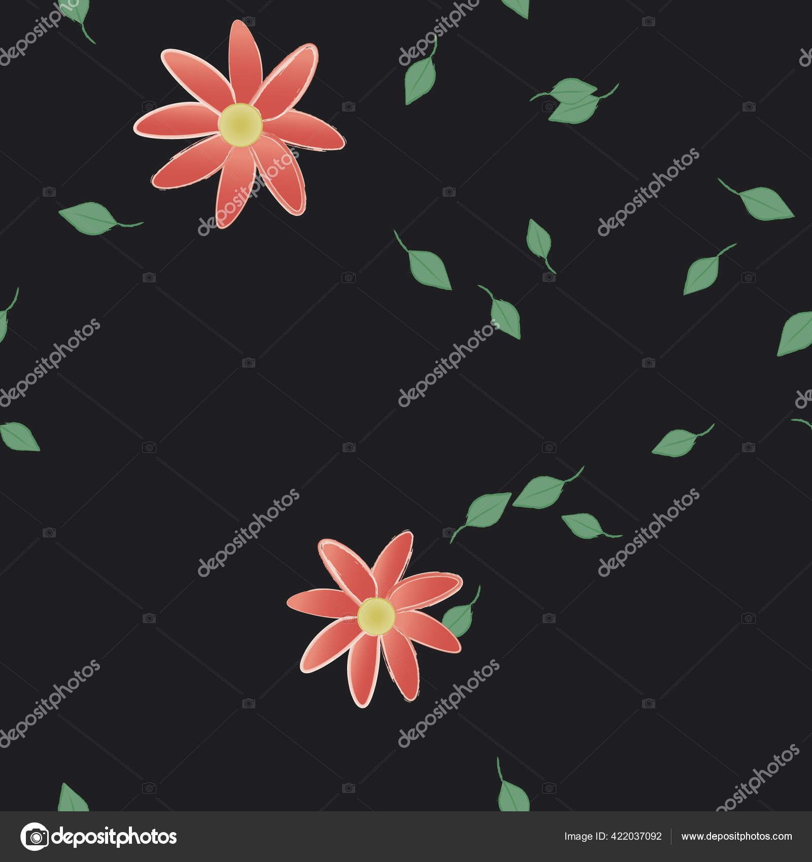 Seamless Flowers Bloom Wallpaper Vector Illustration Beautiful ...