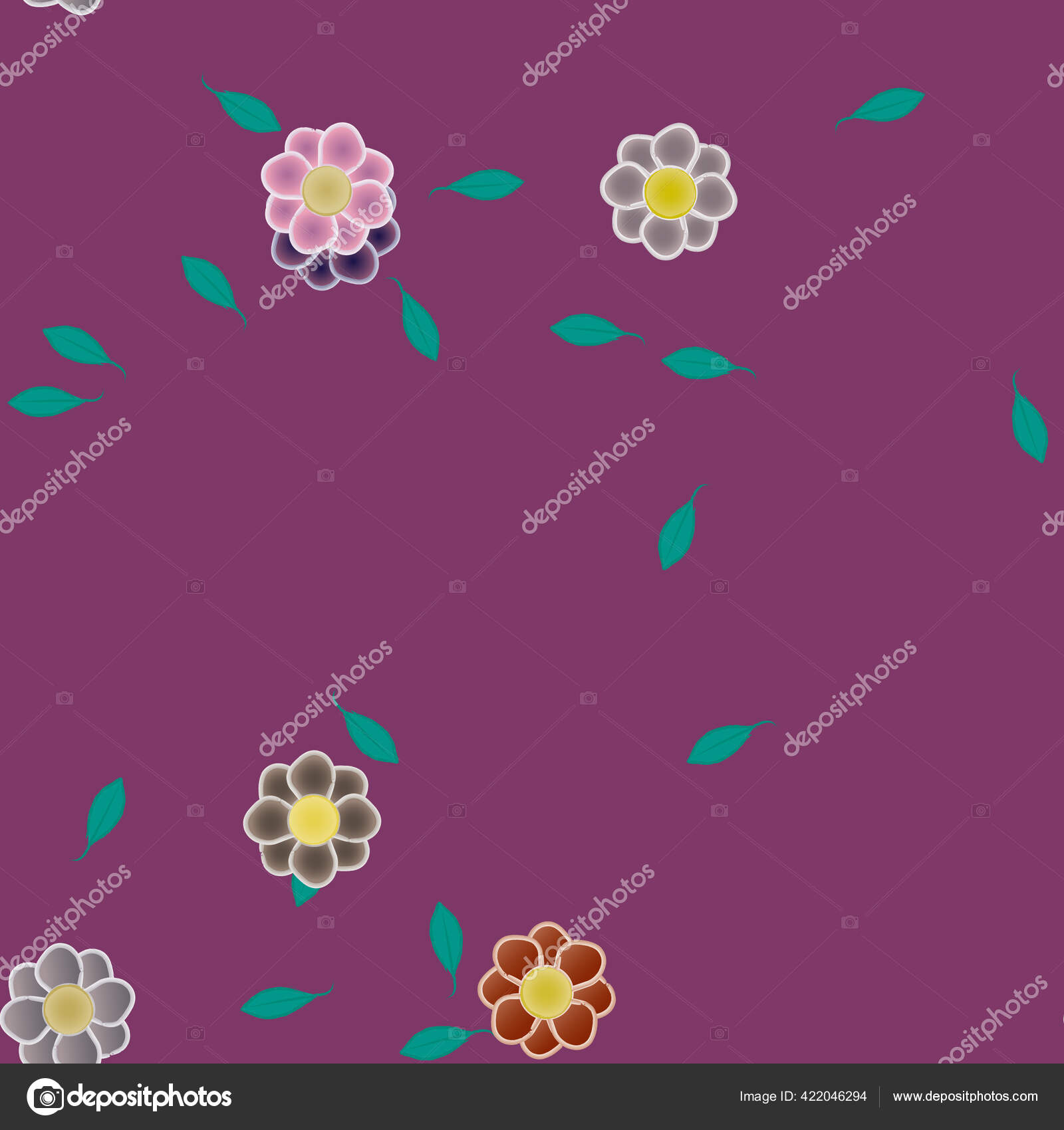 Seamless Flowers Bloom Wallpaper Vector Illustration Beautiful ...