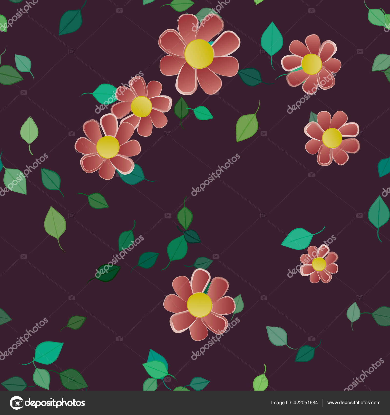 Flowers Bloom Wallpaper Vector Illustration Beautiful Botanical ...