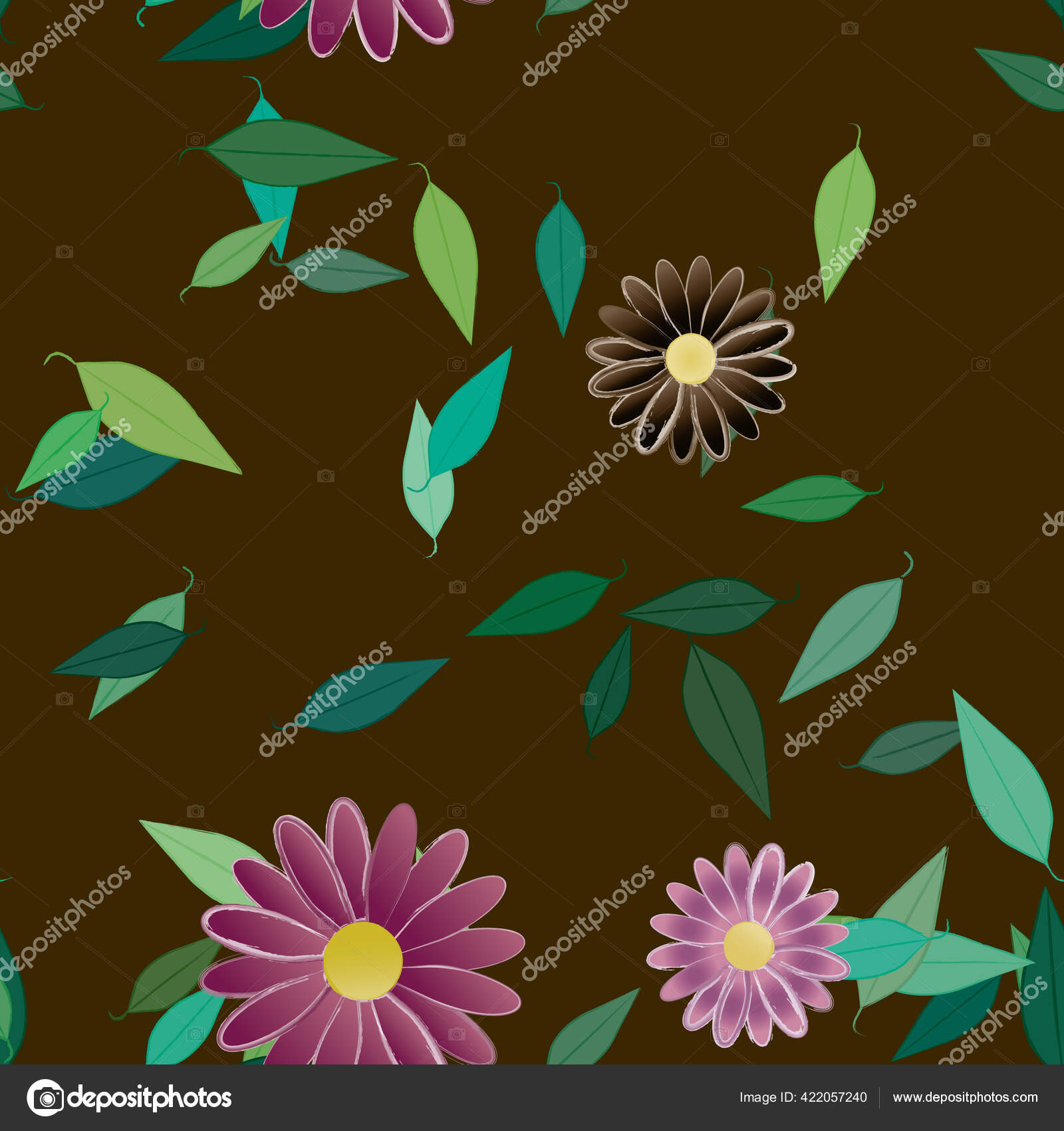 Flowers Bloom Wallpaper Vector Illustration Beautiful Botanical ...