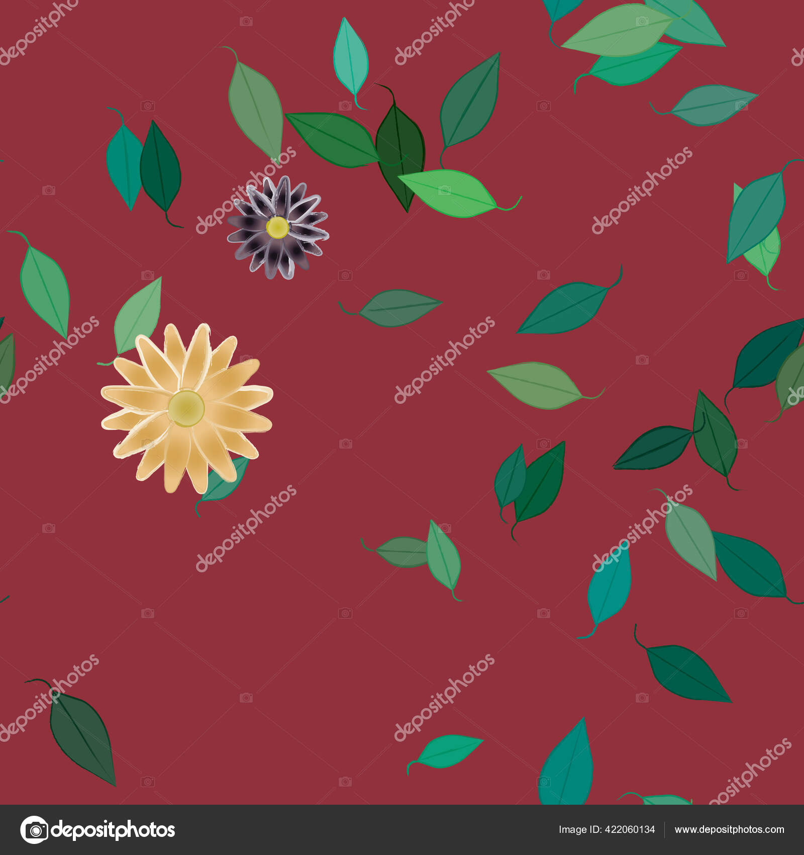 Flowers Bloom Wallpaper Vector Illustration Beautiful Botanical ...