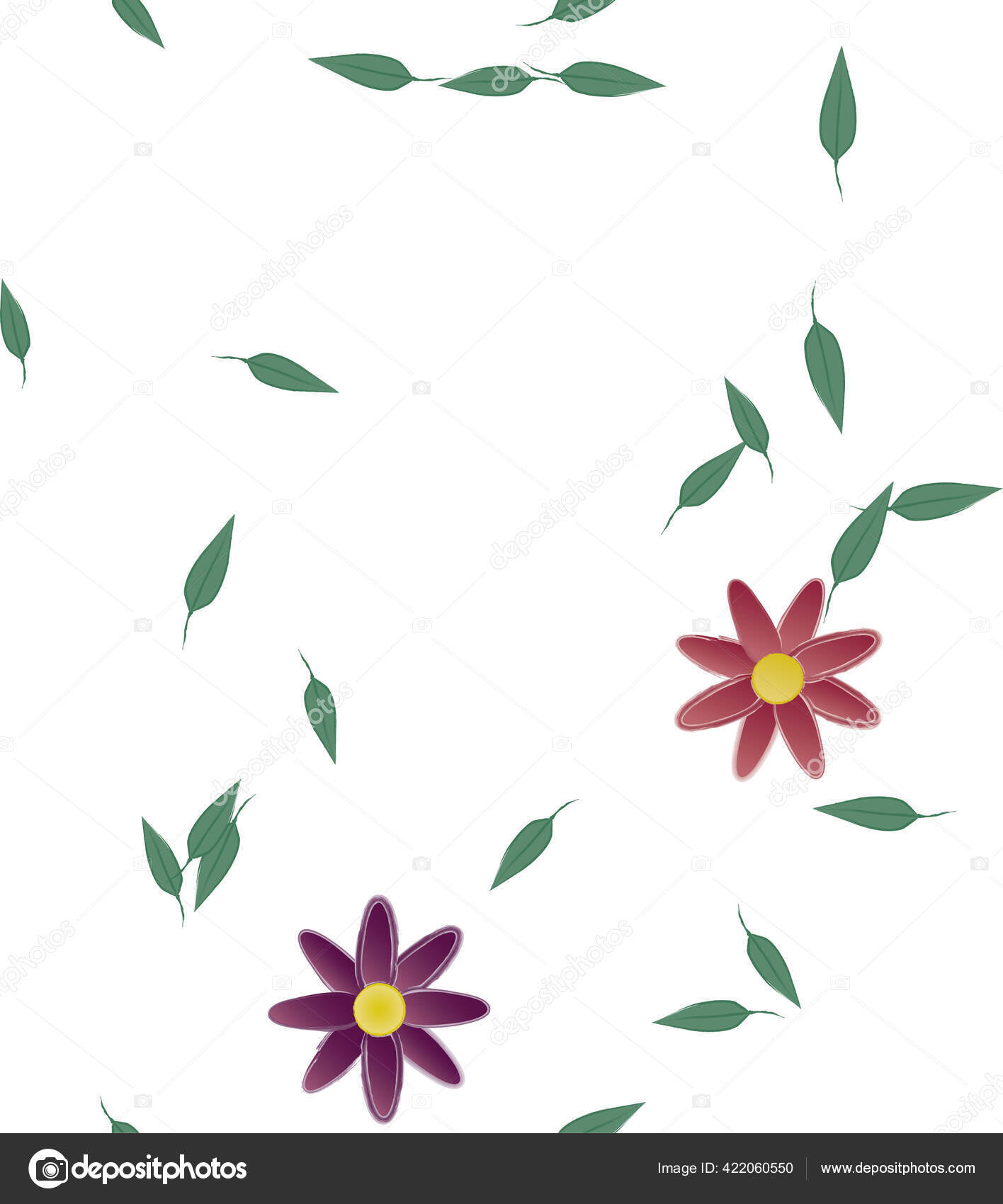 Flowers Bloom Wallpaper Vector Illustration Beautiful Botanical ...