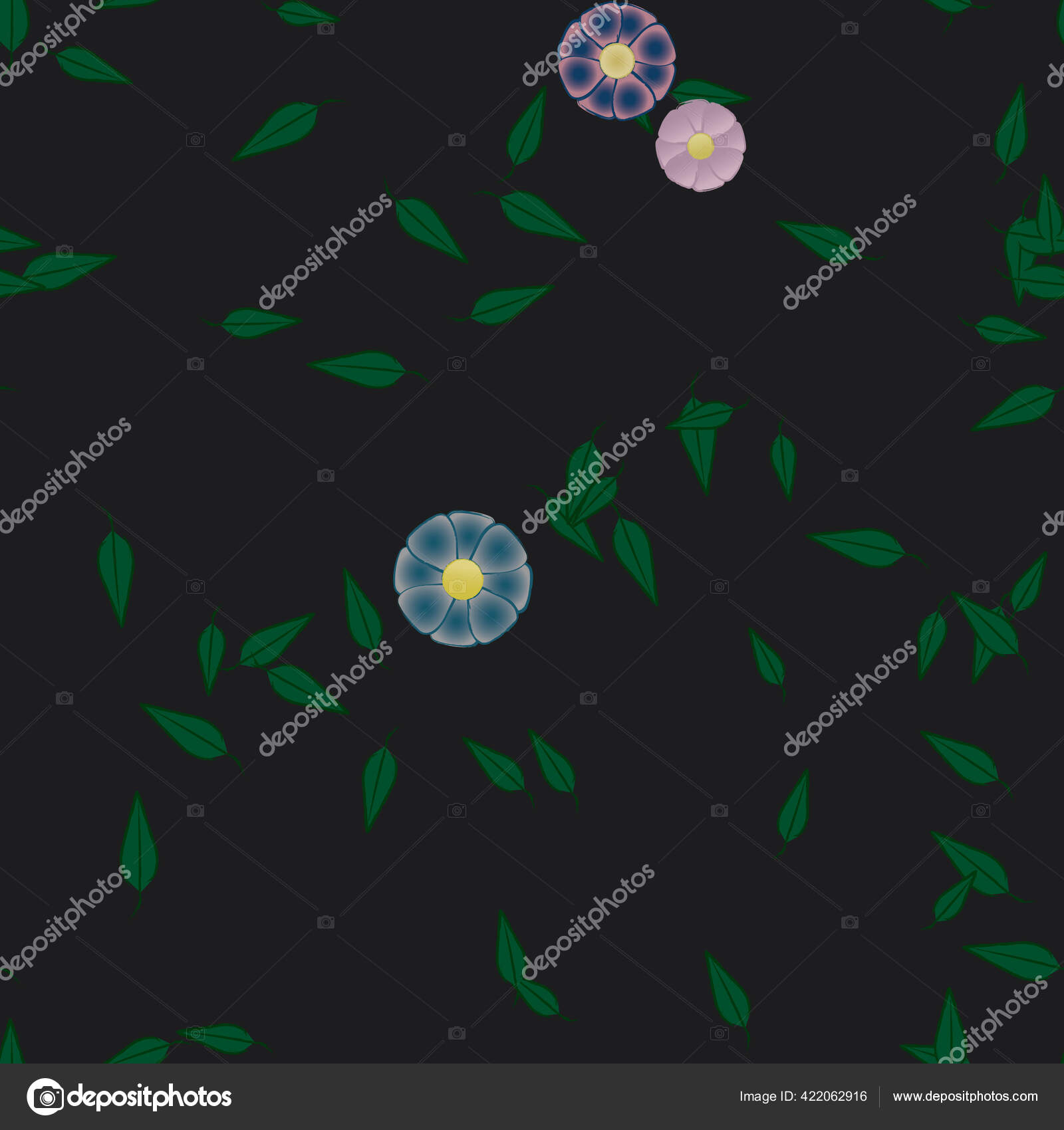 Flowers Bloom Wallpaper Vector Illustration Beautiful Botanical ...