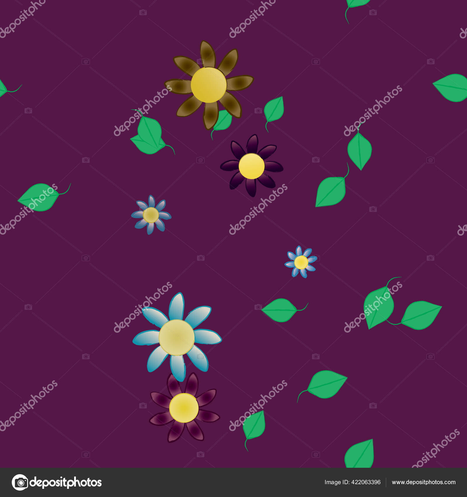 Flowers Bloom Wallpaper Vector Illustration Beautiful Botanical ...