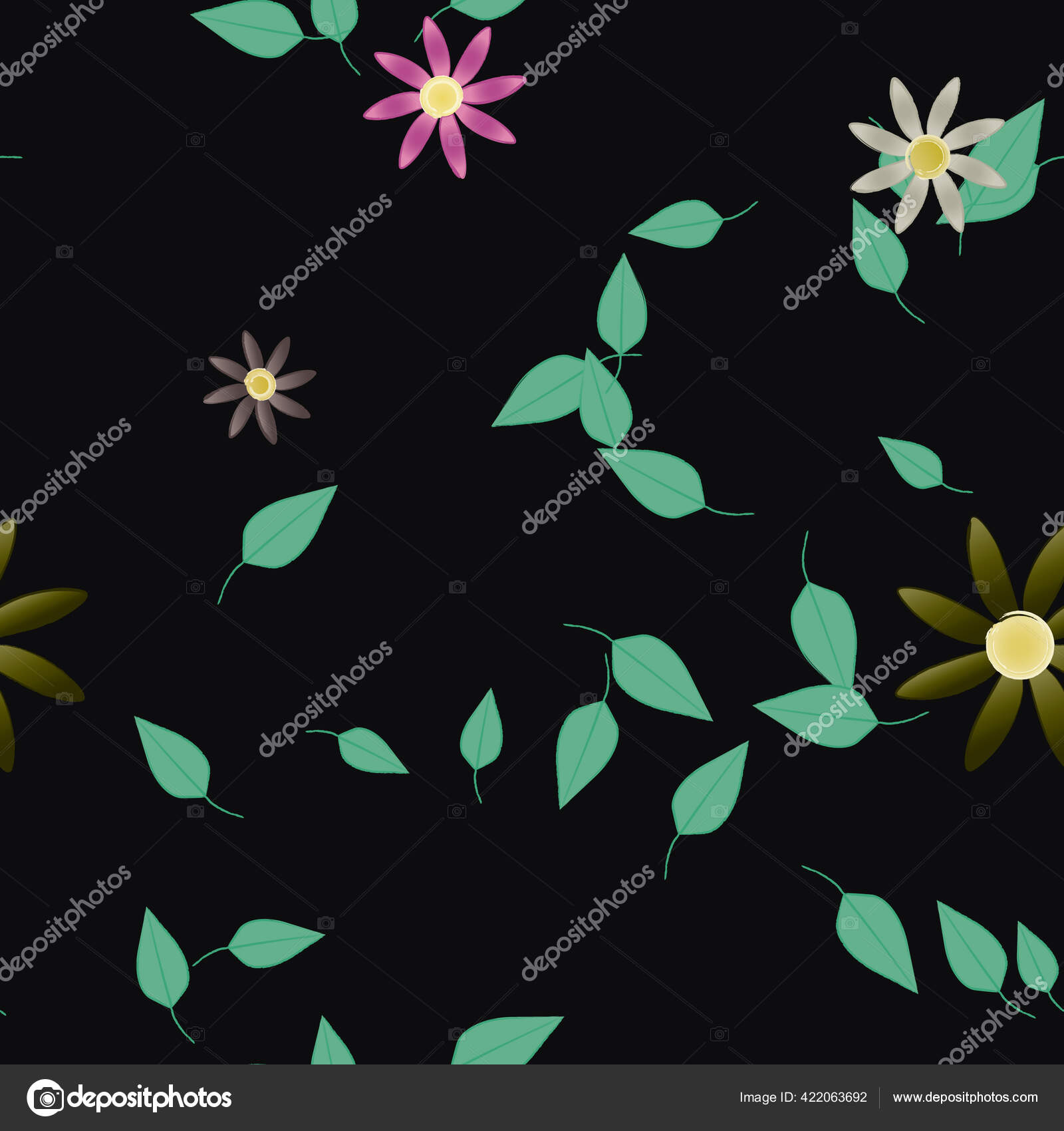 Seamless Flowers Bloom Wallpaper Vector Illustration Beautiful ...