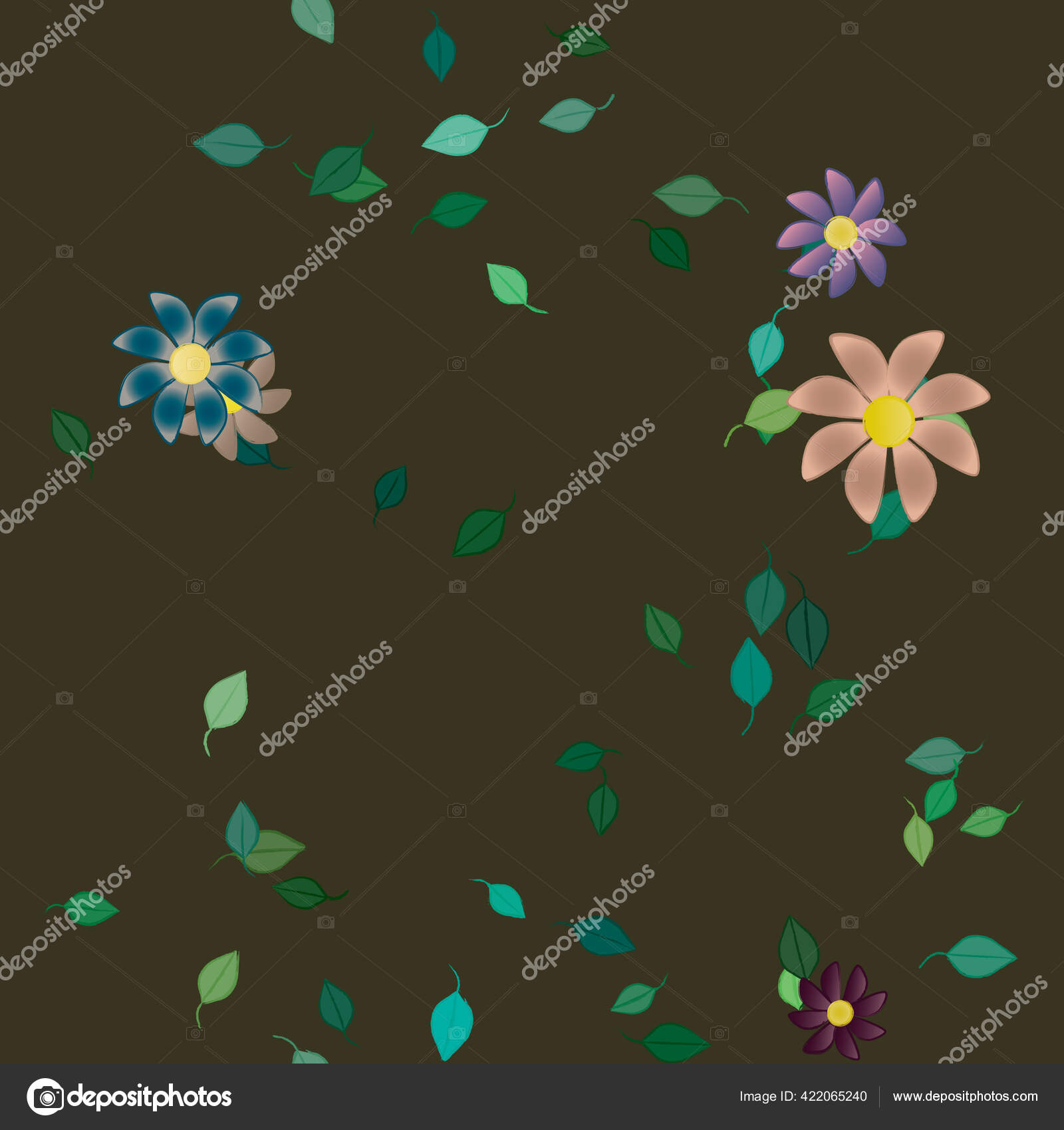Blossom Foliage Flowers Bloom Wallpaper Vector Illustration Stock ...