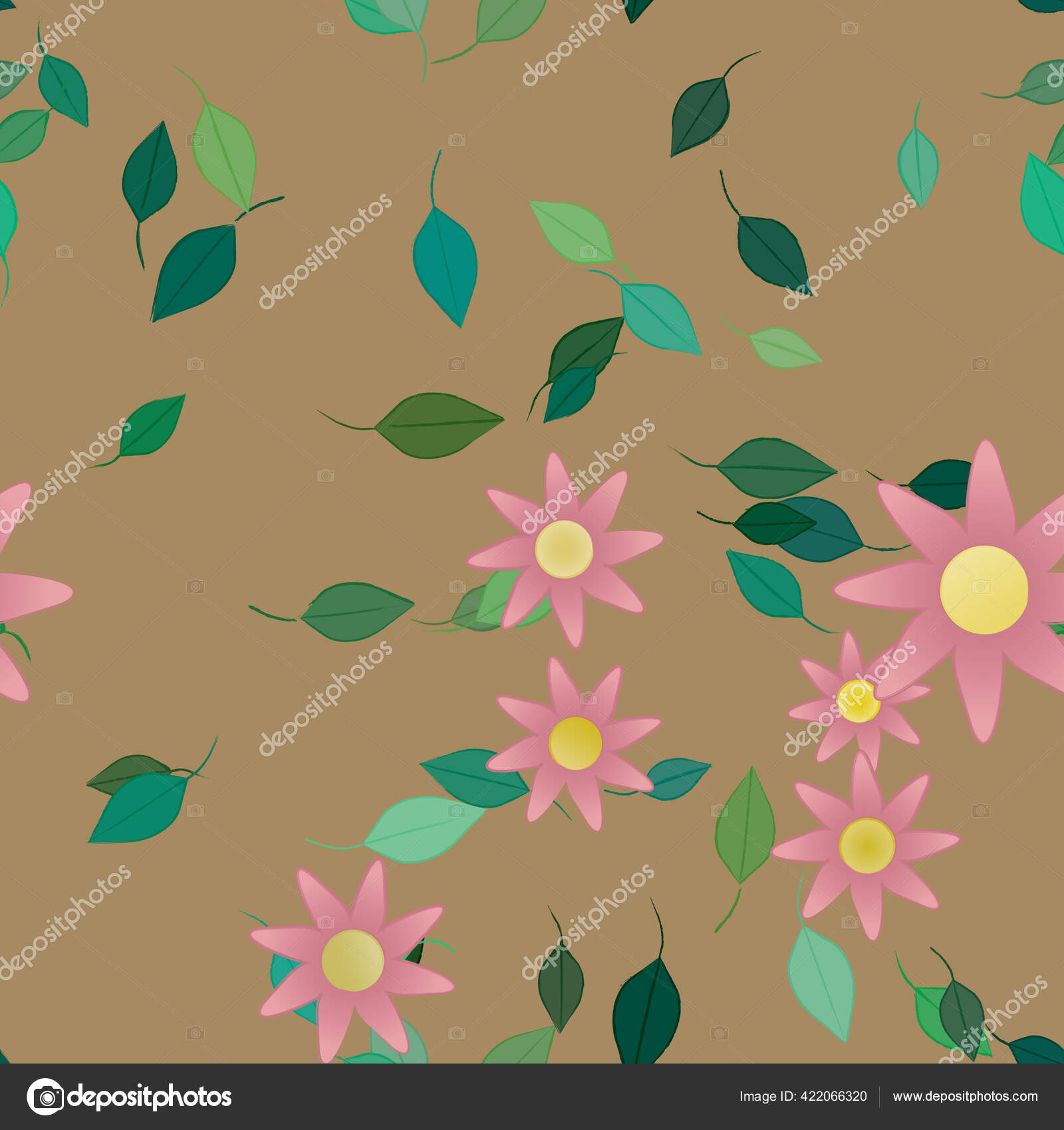Flowers Bloom Wallpaper Vector Illustration Beautiful Botanical ...