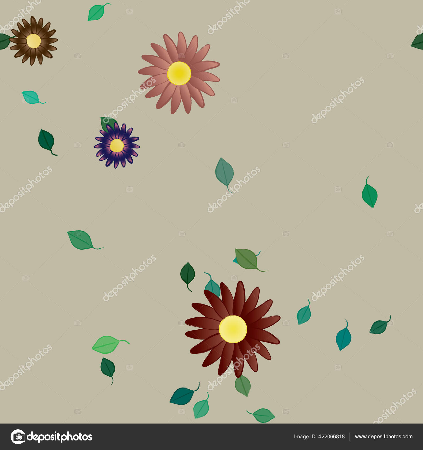 Flowers Bloom Wallpaper Vector Illustration Beautiful Botanical ...