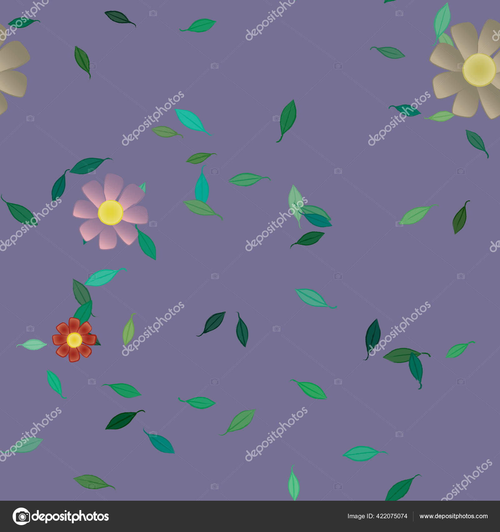 Flowers Bloom Wallpaper Vector Illustration Beautiful Botanical ...