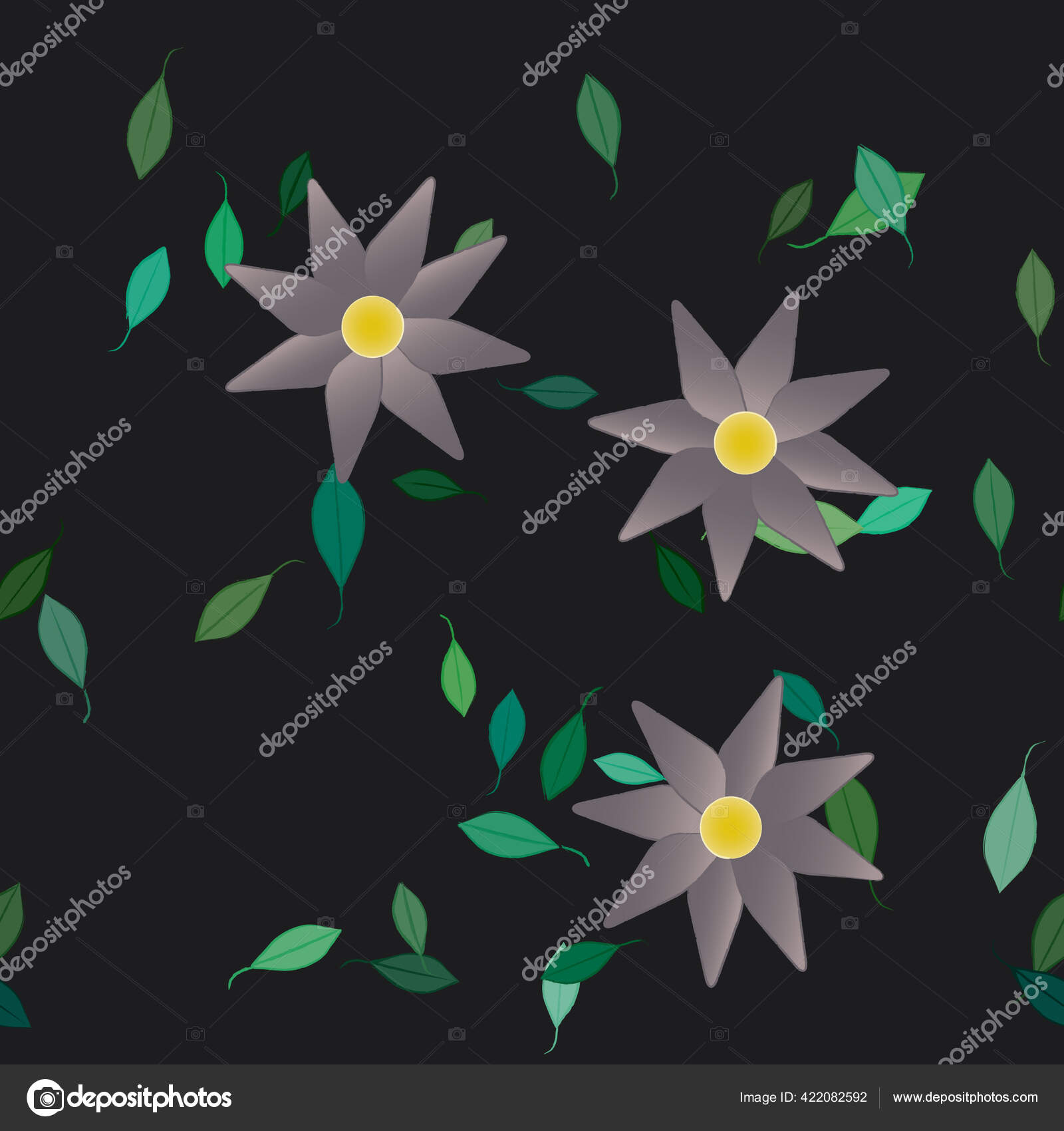 Flowers Bloom Wallpaper Vector Illustration Beautiful Botanical ...