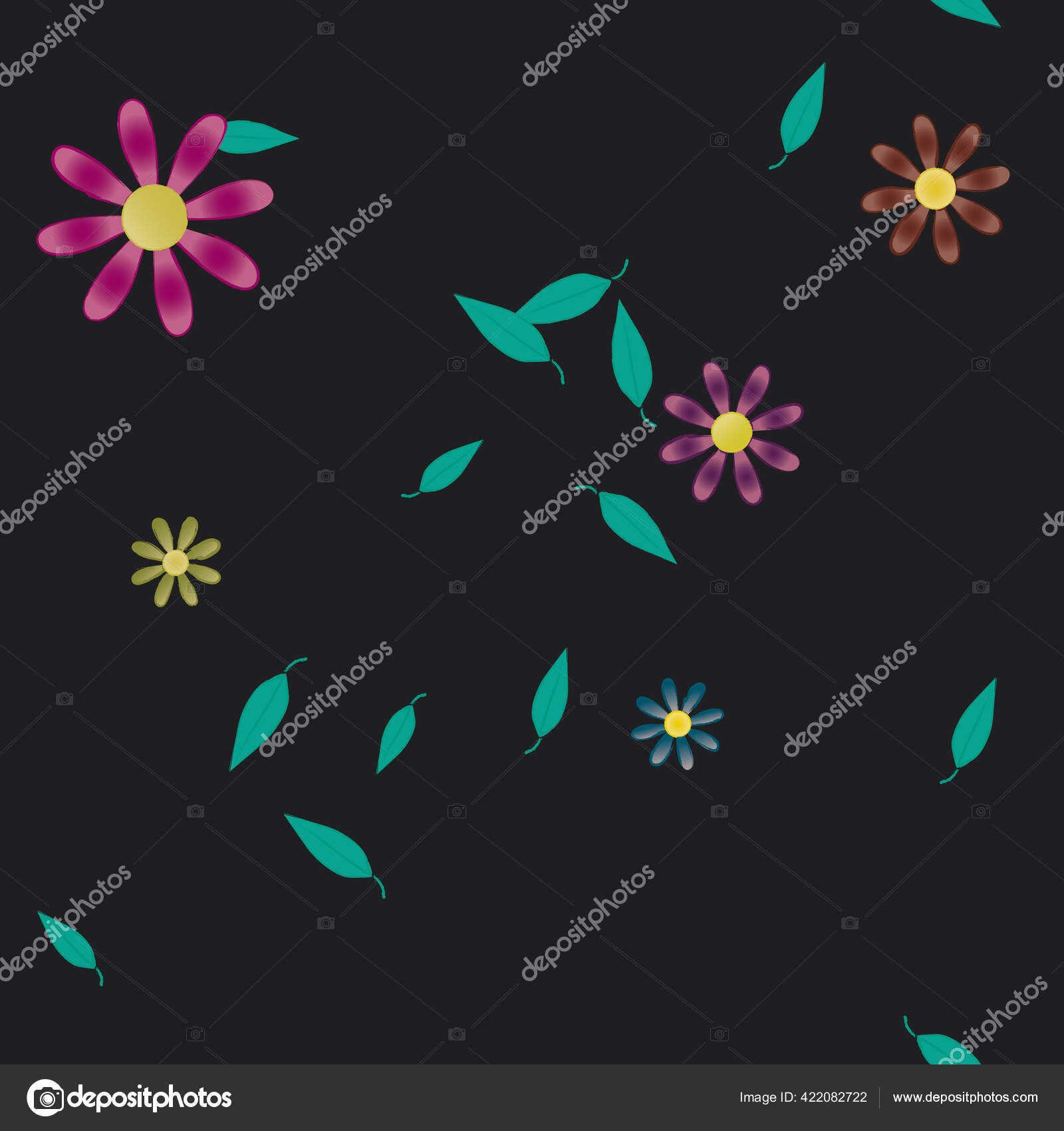 Flowers Bloom Wallpaper Vector Illustration Beautiful Botanical ...