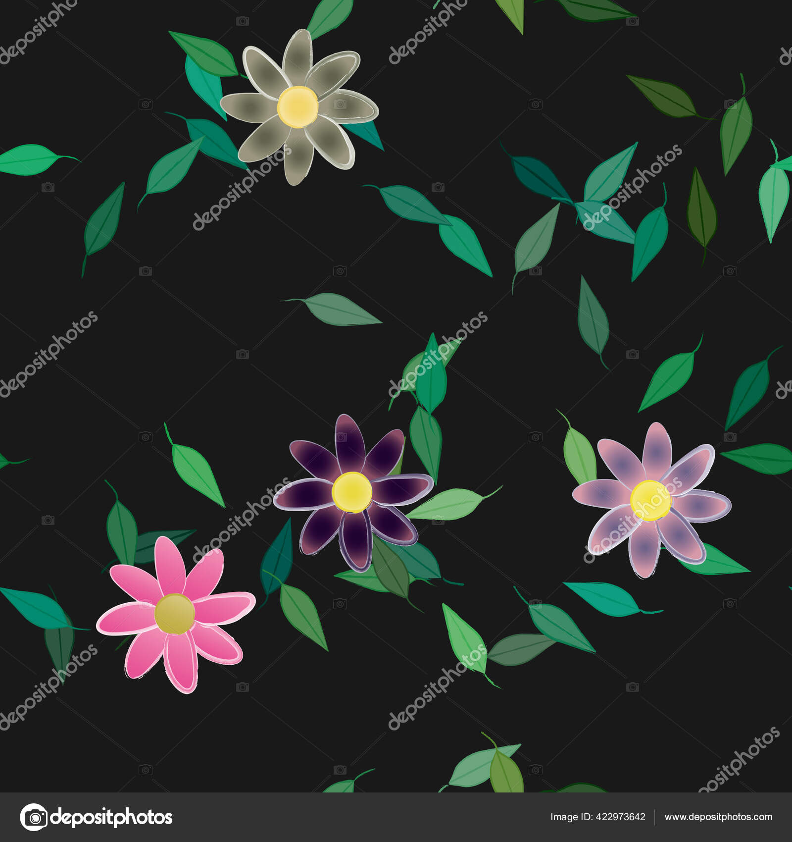 Blossom Foliage Flowers Bloom Wallpaper Vector Illustration Stock ...