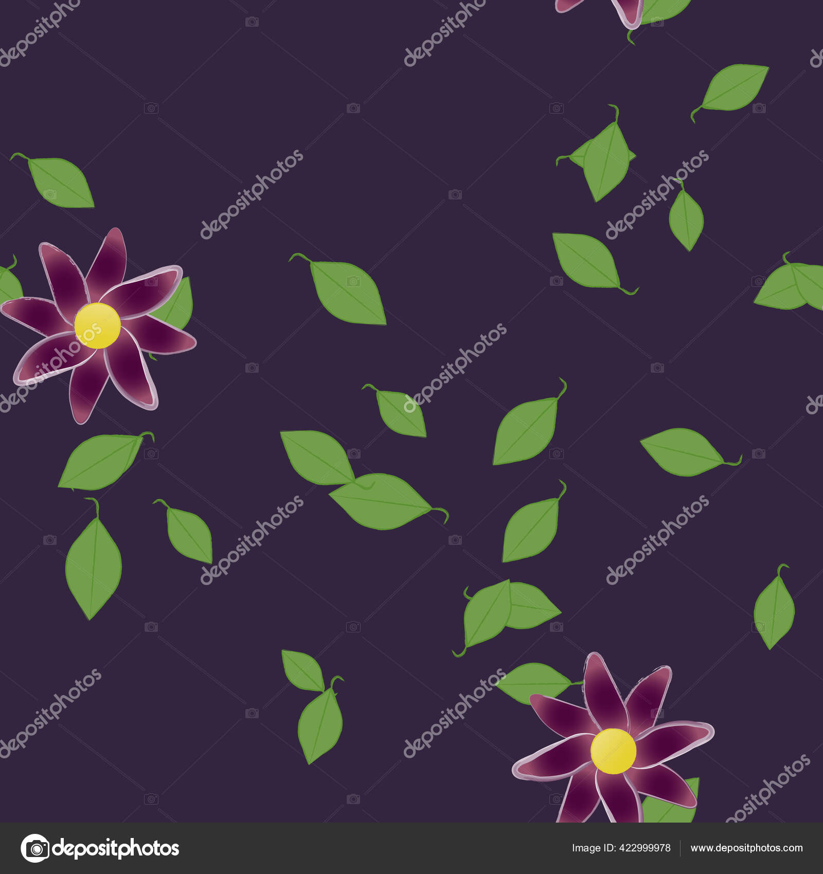 Blossom Foliage Flowers Bloom Wallpaper Vector Illustration Stock ...
