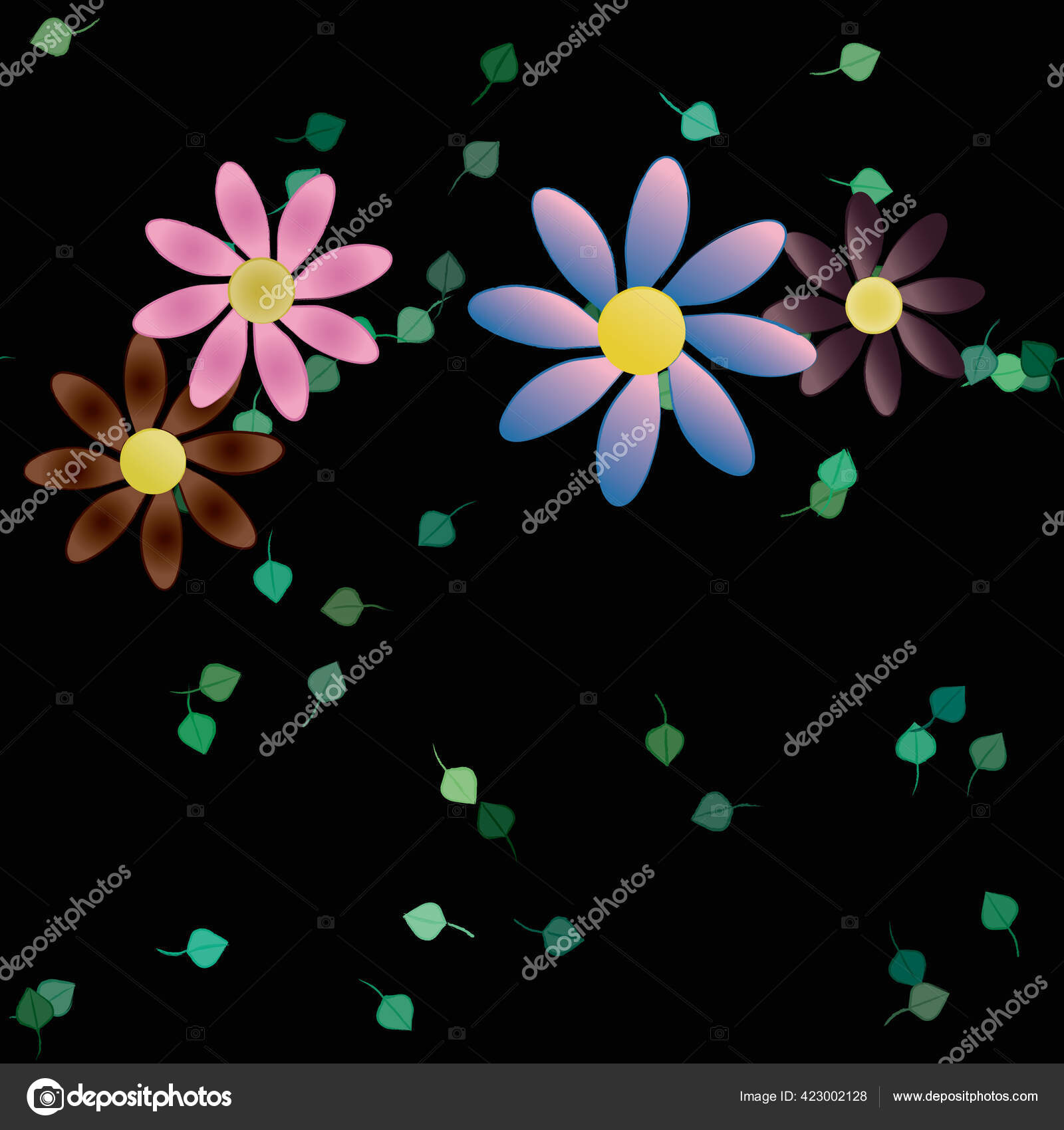 Blossom Foliage Flowers Bloom Wallpaper Vector Illustration Stock ...