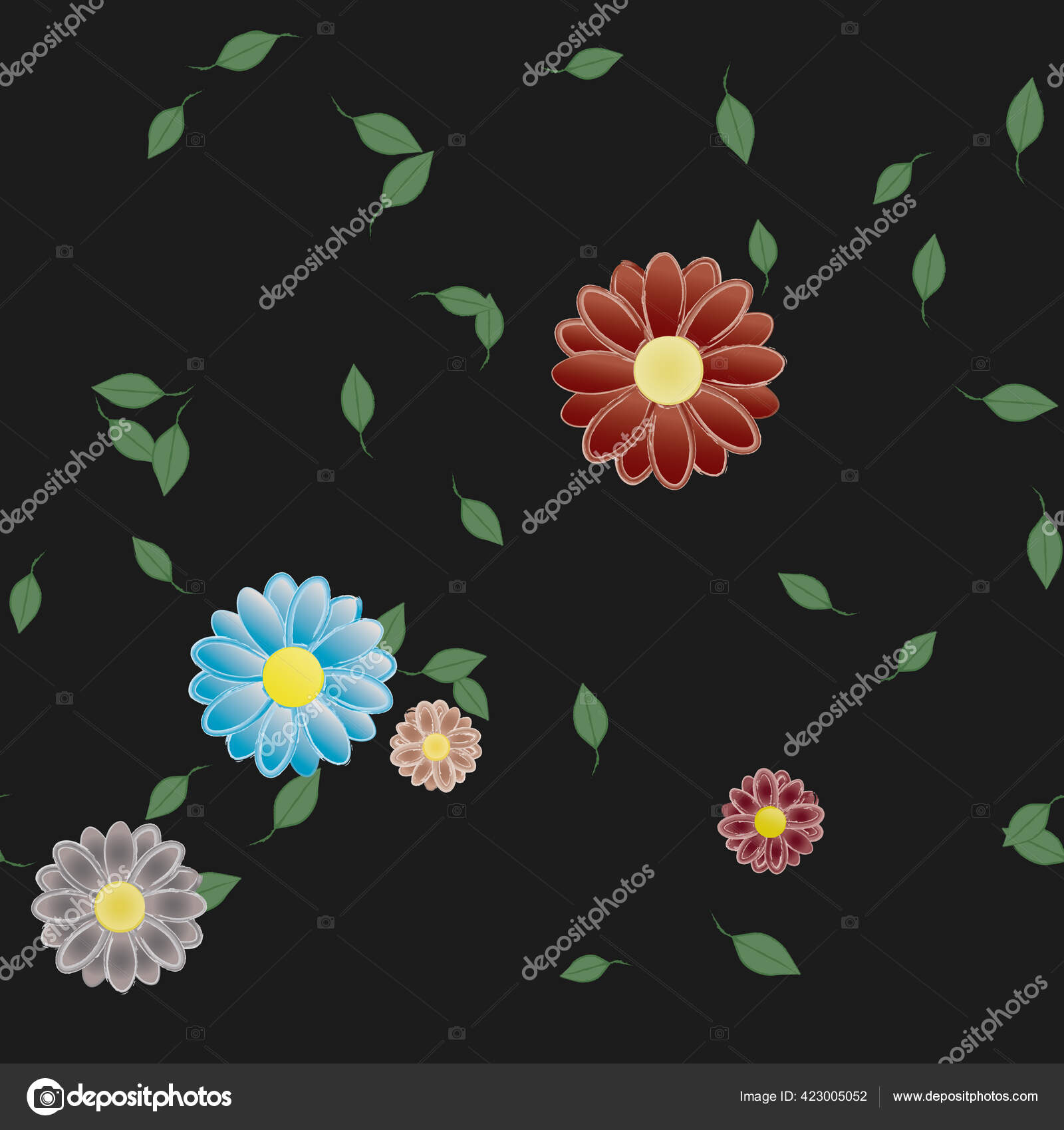 Blossom Foliage Flowers Bloom Wallpaper Vector Illustration Stock ...
