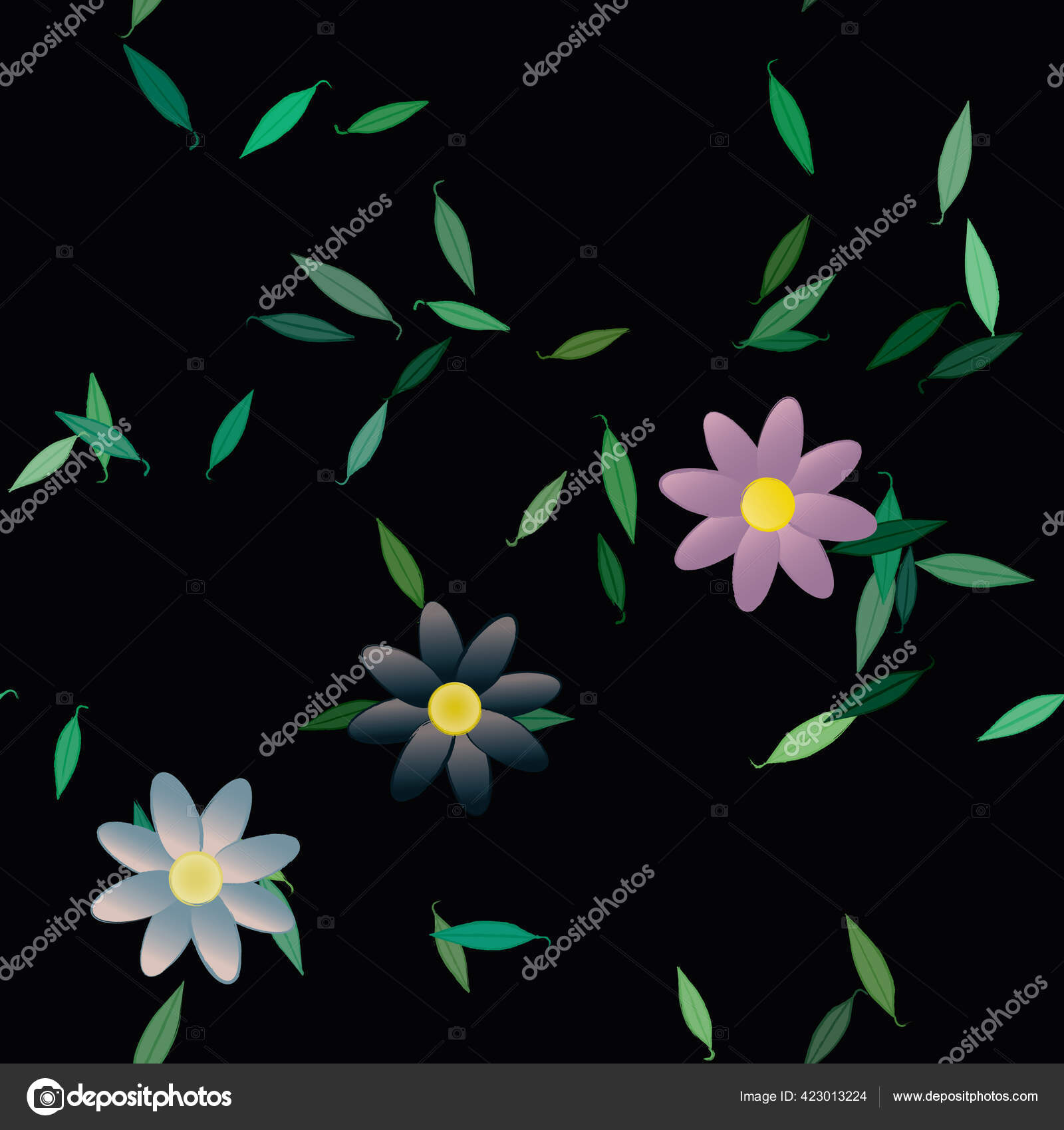 Botanical Flowers Bloom Wallpaper Vector Illustration Stock Vector by ...