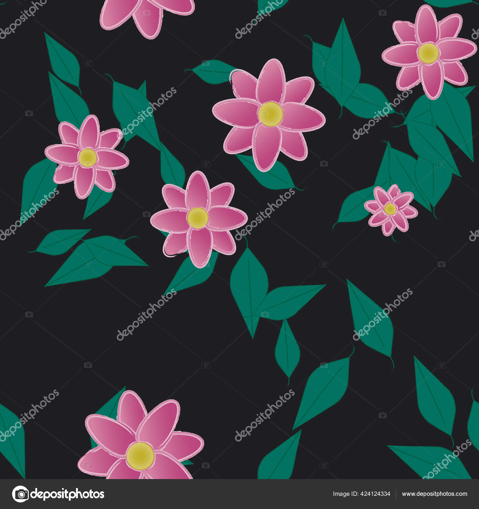 Vektor Gambar Bunga Mengambang Mekar Dan Daun Wallpaper Digital Latar ...