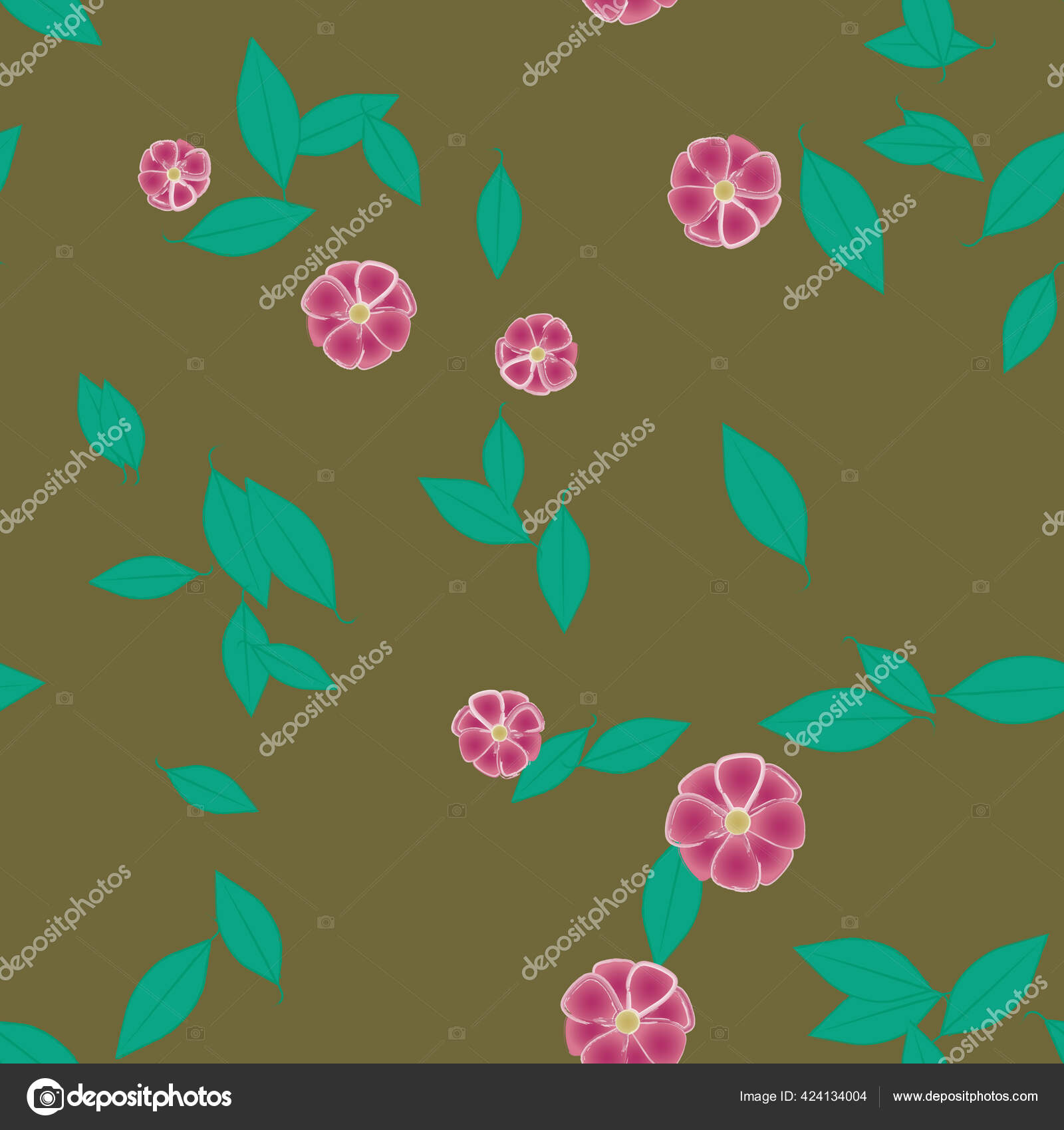 Vektor Gambar Bunga Mekar Dan Daun Kertas Dinding Digital Pada Vektor ...