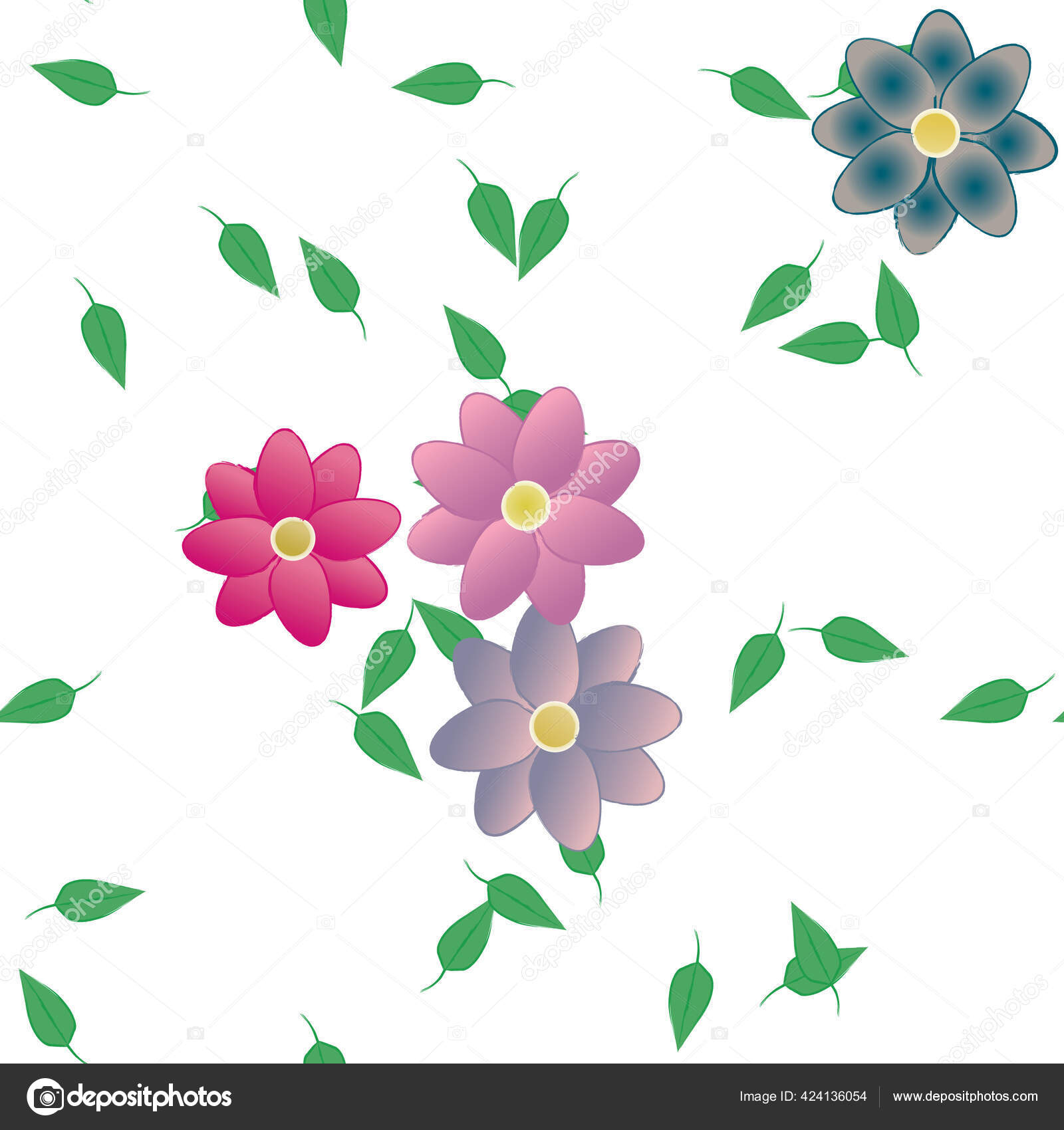 Blossom Foliage Flowers Bloom Wallpaper Vector Illustration Stock ...