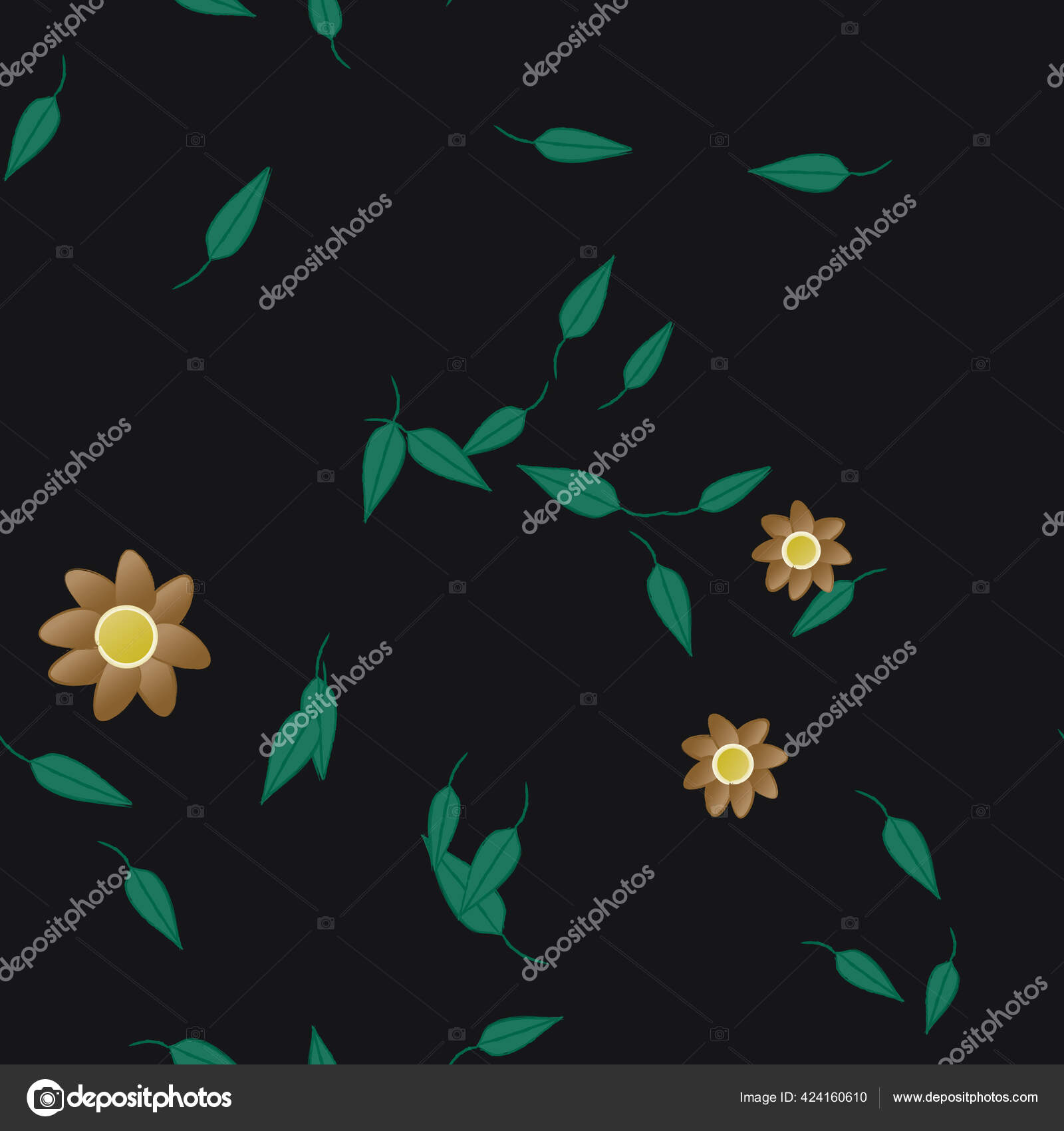 Vektor Gambar Bunga Dan Daun Wallpaper Digital Pada Latar Belakang ...