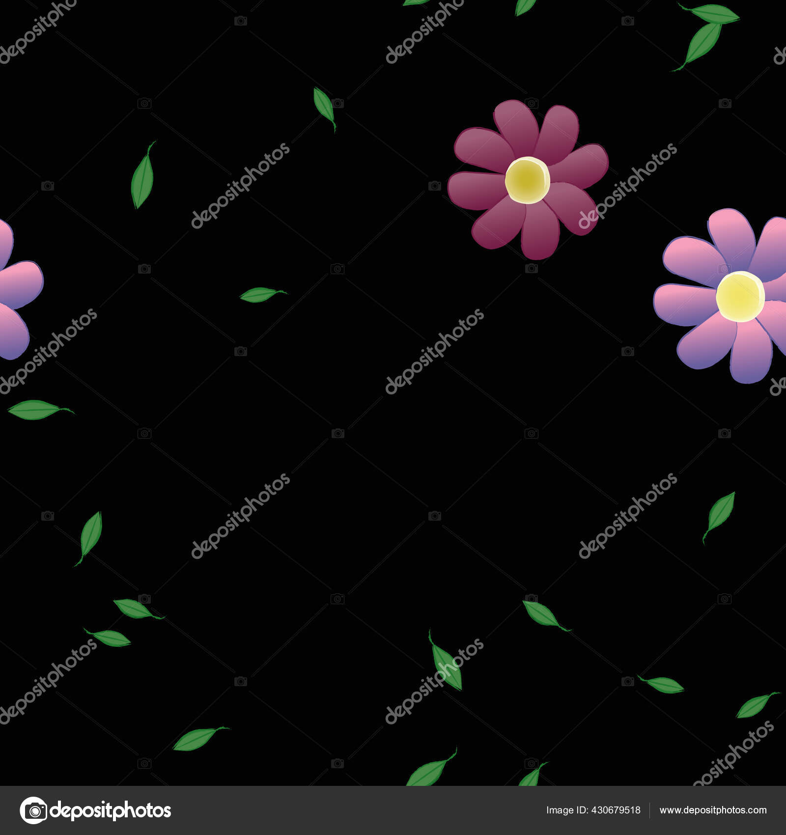 Free Composition Simple Colorful Flowers Leaves Wallpaper Vector ...