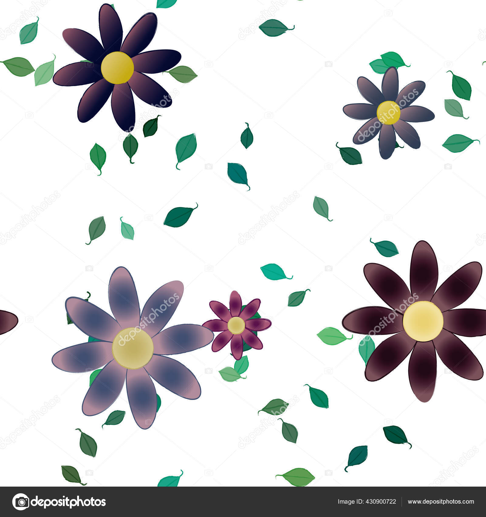 Free Composition Simple Colorful Flowers Leaves Wallpaper Vector ...
