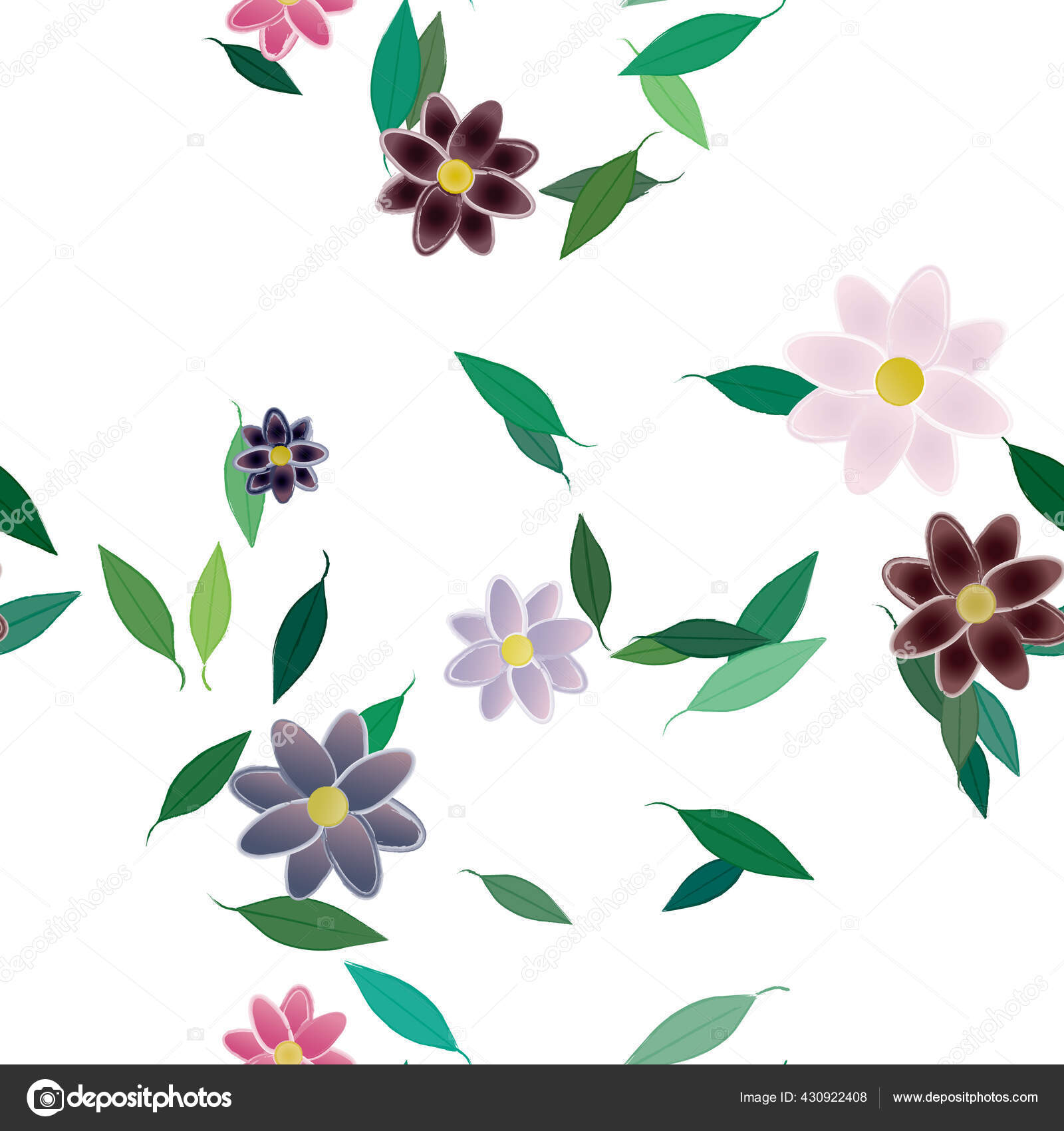 Free Composition Simple Colorful Flowers Leaves Wallpaper Vector ...