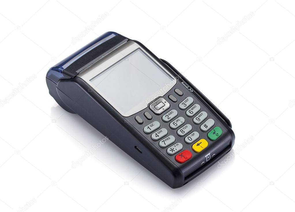 Credit card machine isolated on white background – Stock Editorial ...