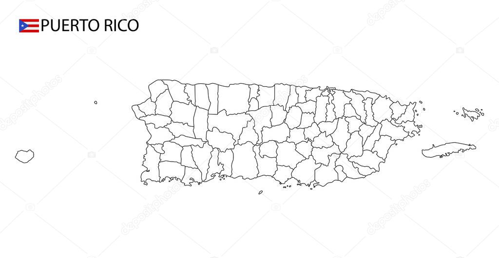 Mapa Puerto Rico Blanco Negro Regiones Delineadas Detalladas Del País Vector de stock por ©gt29 ...