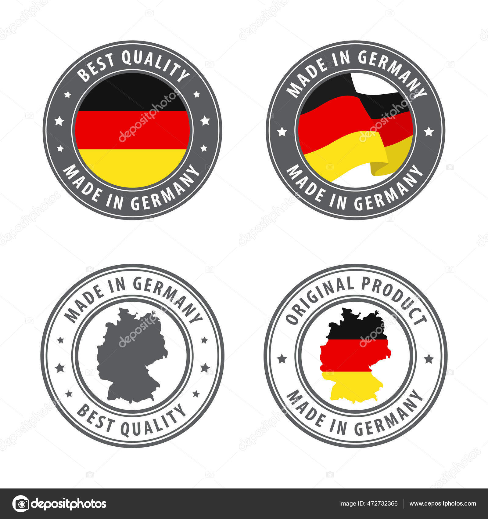 Made in Germany - set of labels, stamps, badges, with the Germany map ...