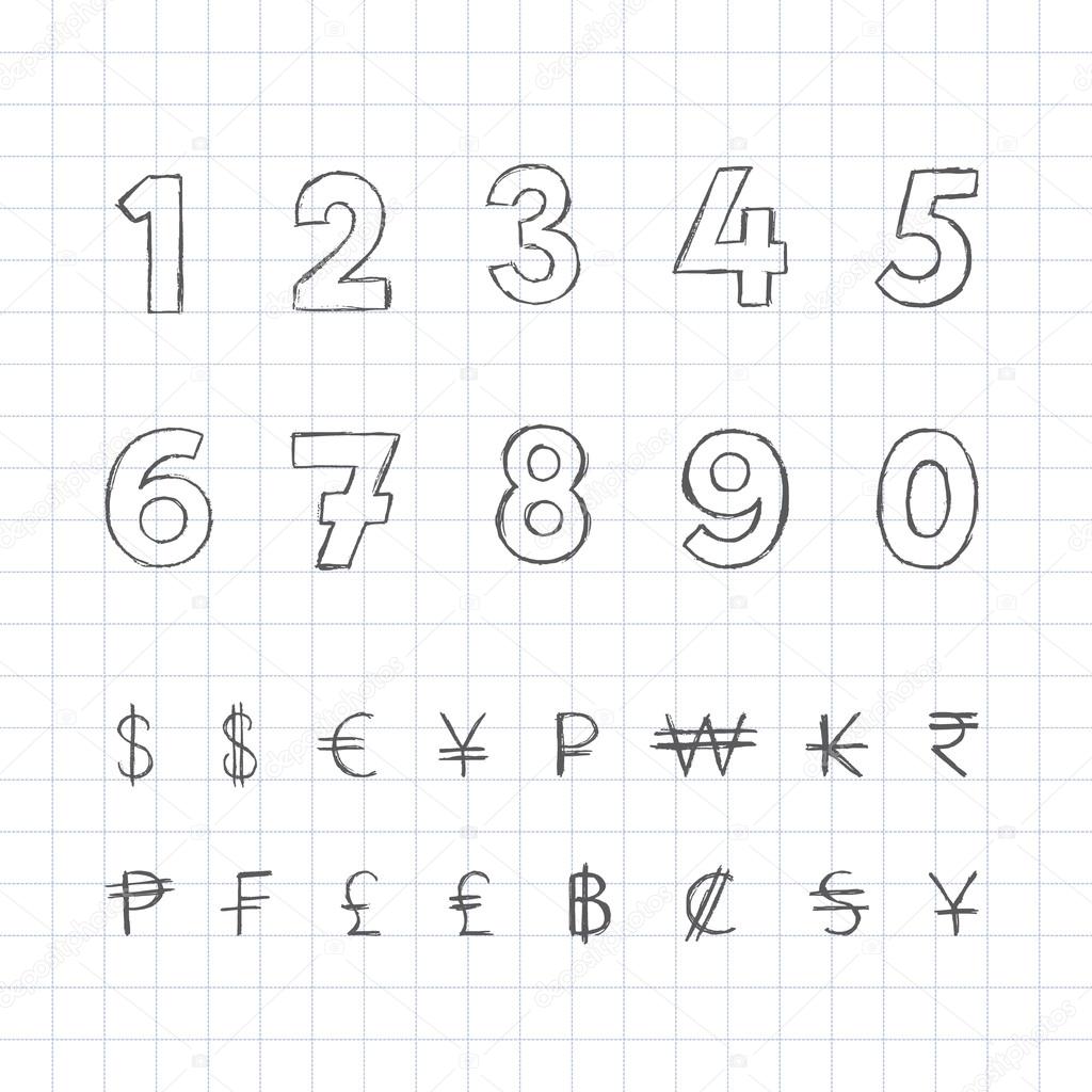 Hand drawn numbers — Stock Vector © barkarola #121931116