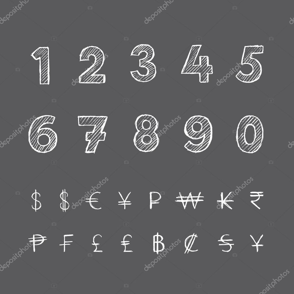 Numbers and currency signs Stock Vector Image by ©barkarola #121931236