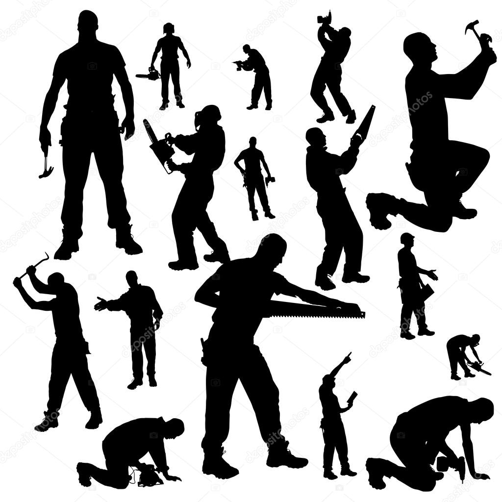 Vector silhouette of a worker. Stock Vector Image by ©MAJIVECKA #55196931