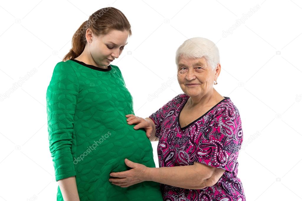 Grandma touching belly of pregnant woman Stock Photo by ©ChrisTefme ...