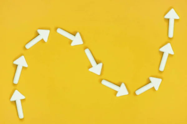 Arrows pointing the way of up and down, self development chart. Sin ...