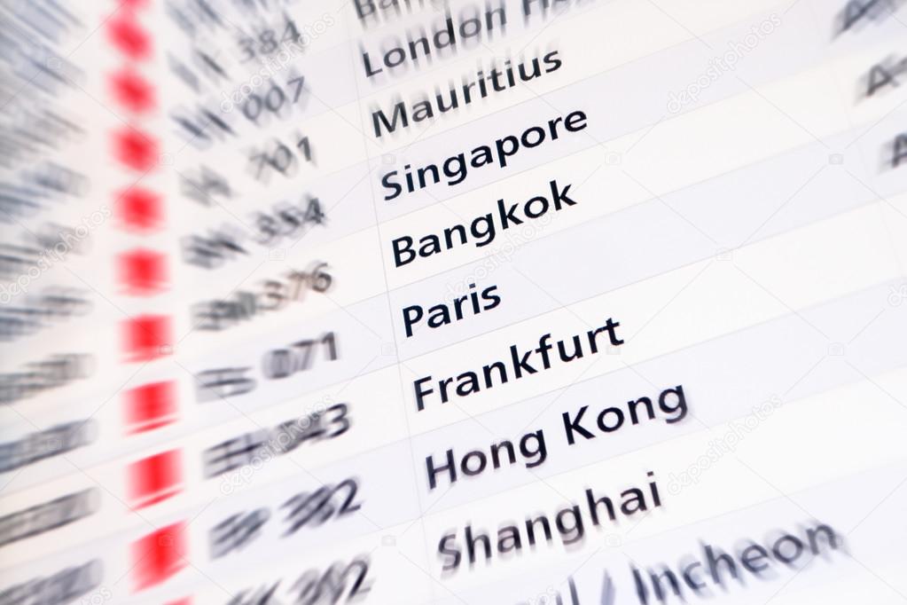 Digital display at international airport with light connections and ...