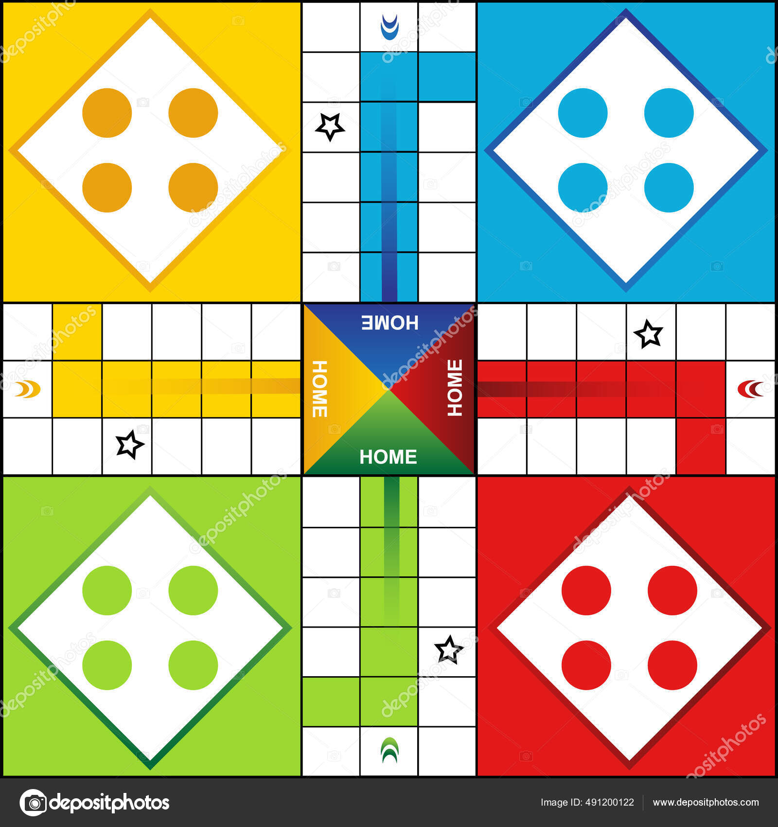 Game Ludo Vector Art Illustration Stock Vector by ©ZiroGraphix 491200122