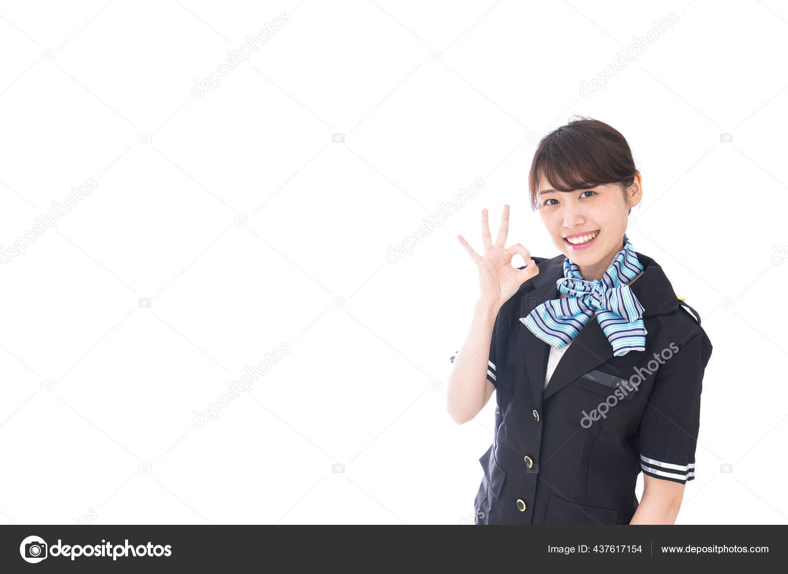 Flight Attendant Giving Sign — Stock Photo © maroke #437617154